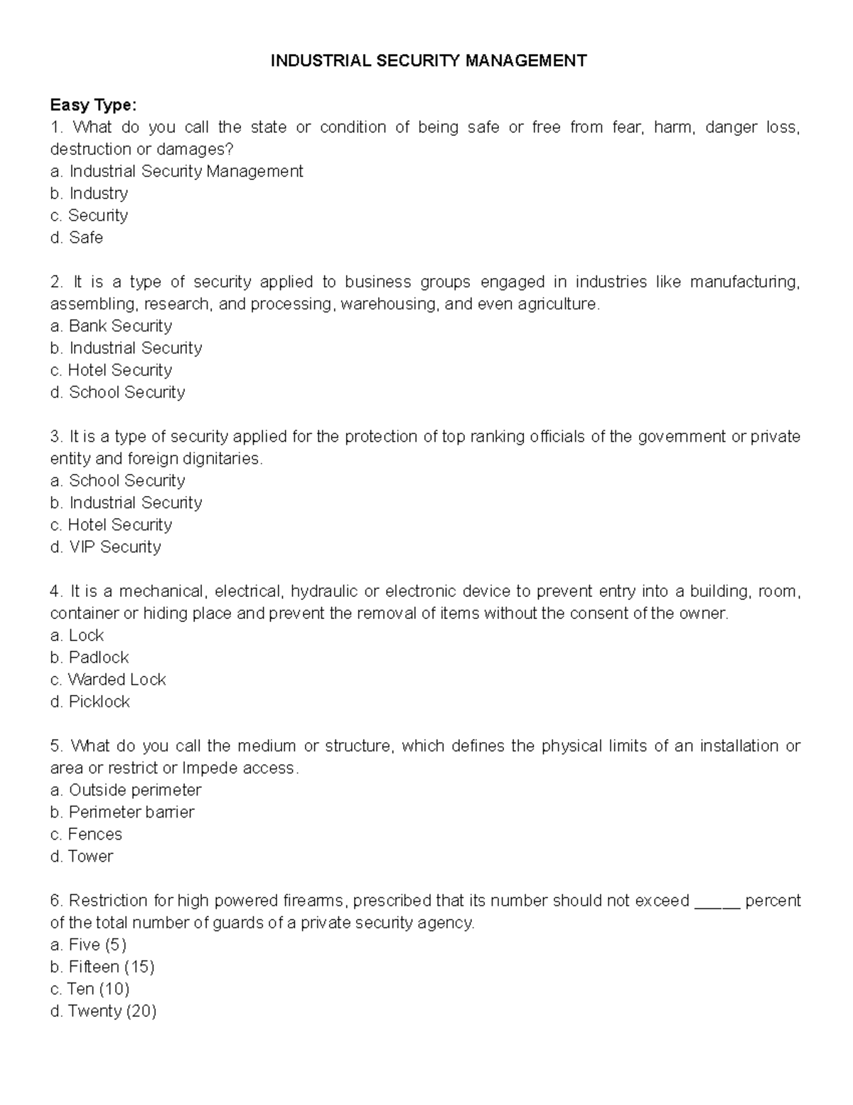 ISM reviewer - notes - INDUSTRIAL SECURITY MANAGEMENT Easy Type: What ...