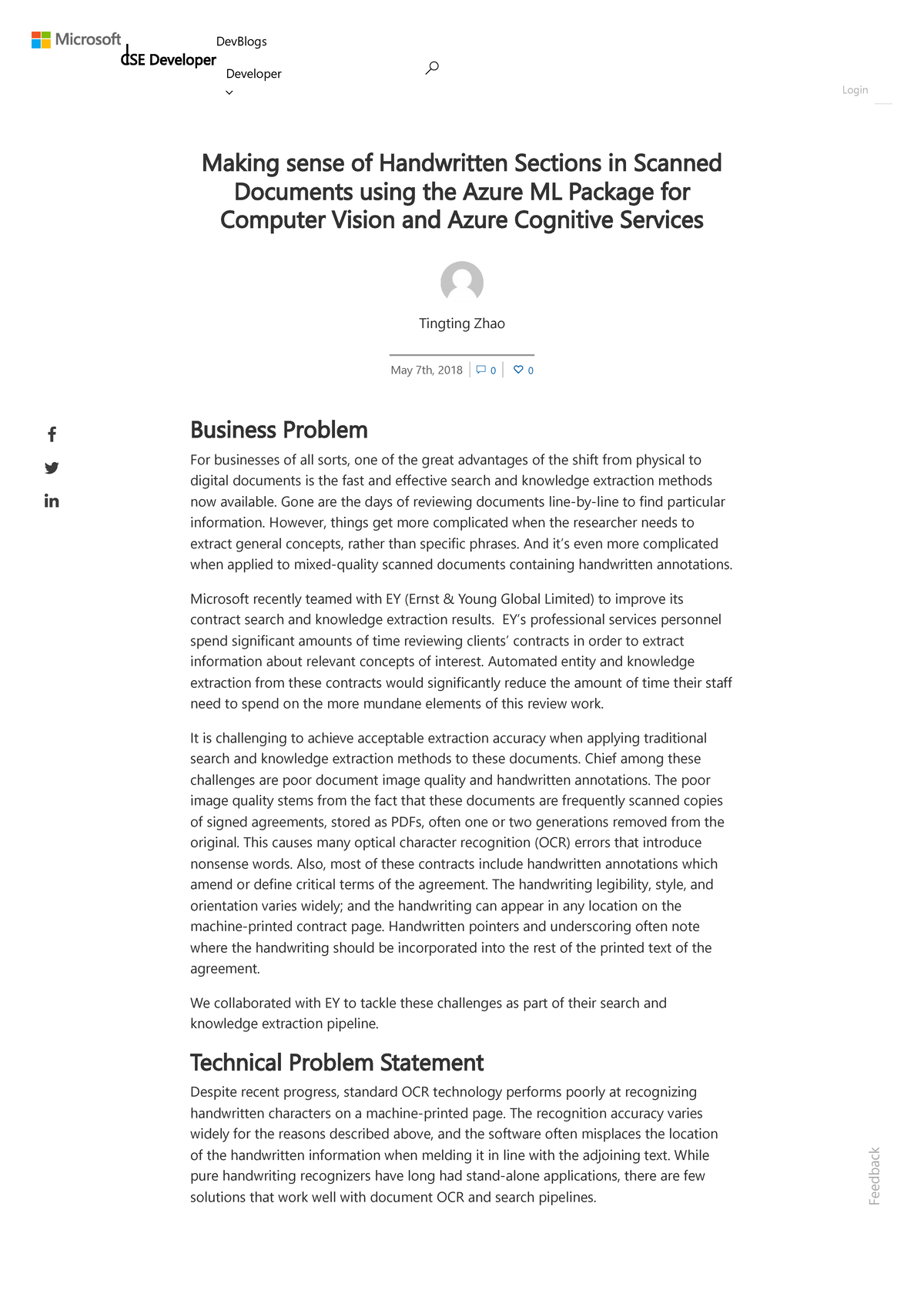 Making sense of Handwritten Sections in Scanned Documents using the ...
