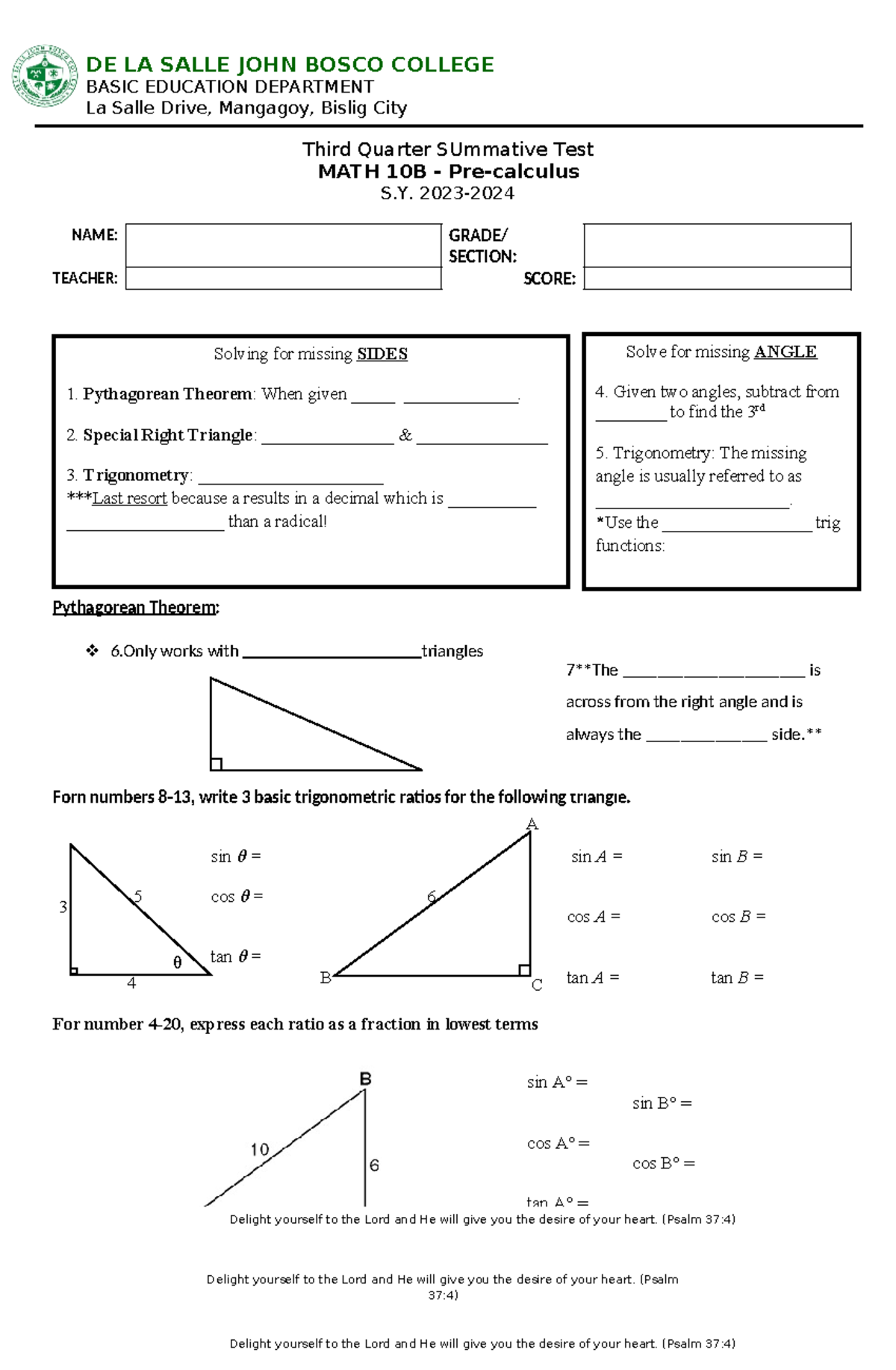 3RD ST Math10B - INTRO - DE LA SALLE JOHN BOSCO COLLEGE BASIC EDUCATION ...
