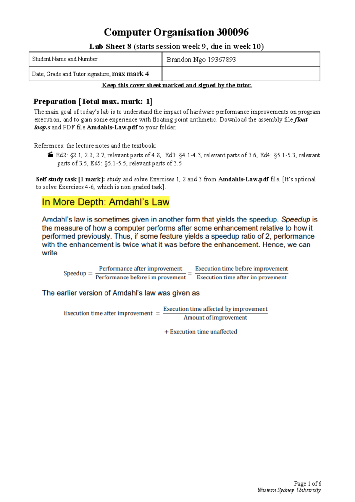 CO-Lab08 - lab 8 of computer architecture at western sydney university ...