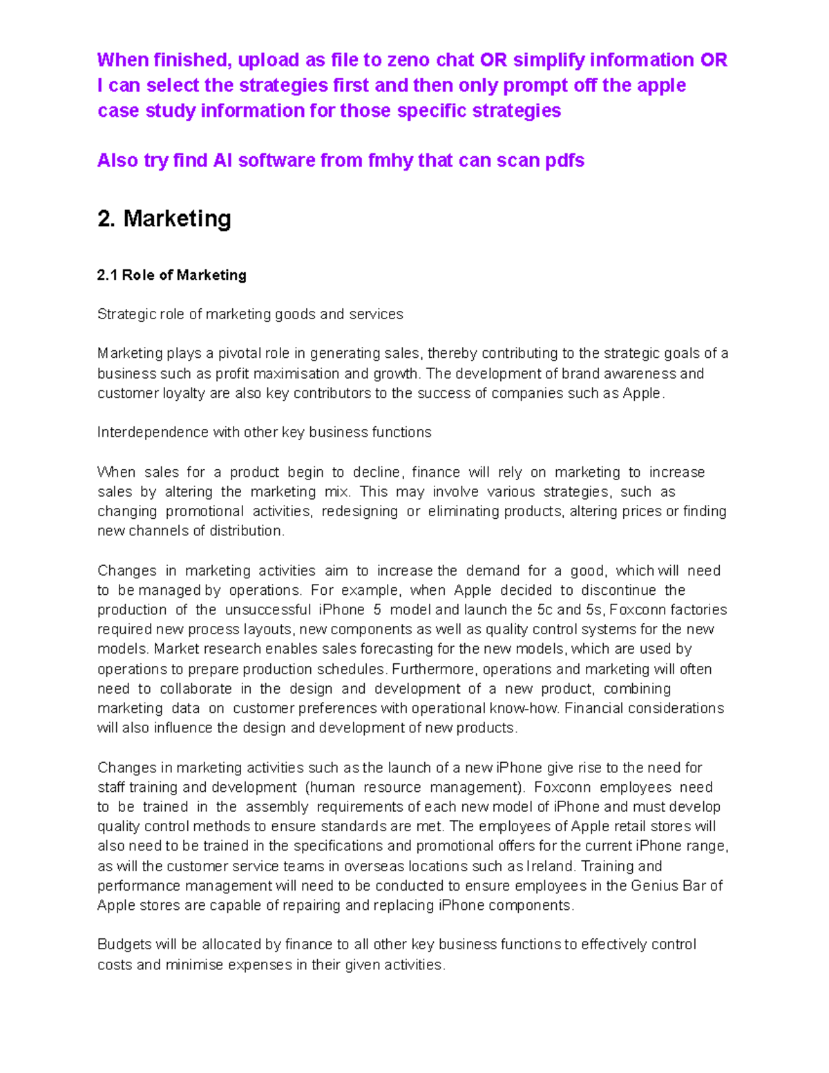 Marketing and HR - Apple Case Study - When finished, upload as file to ...