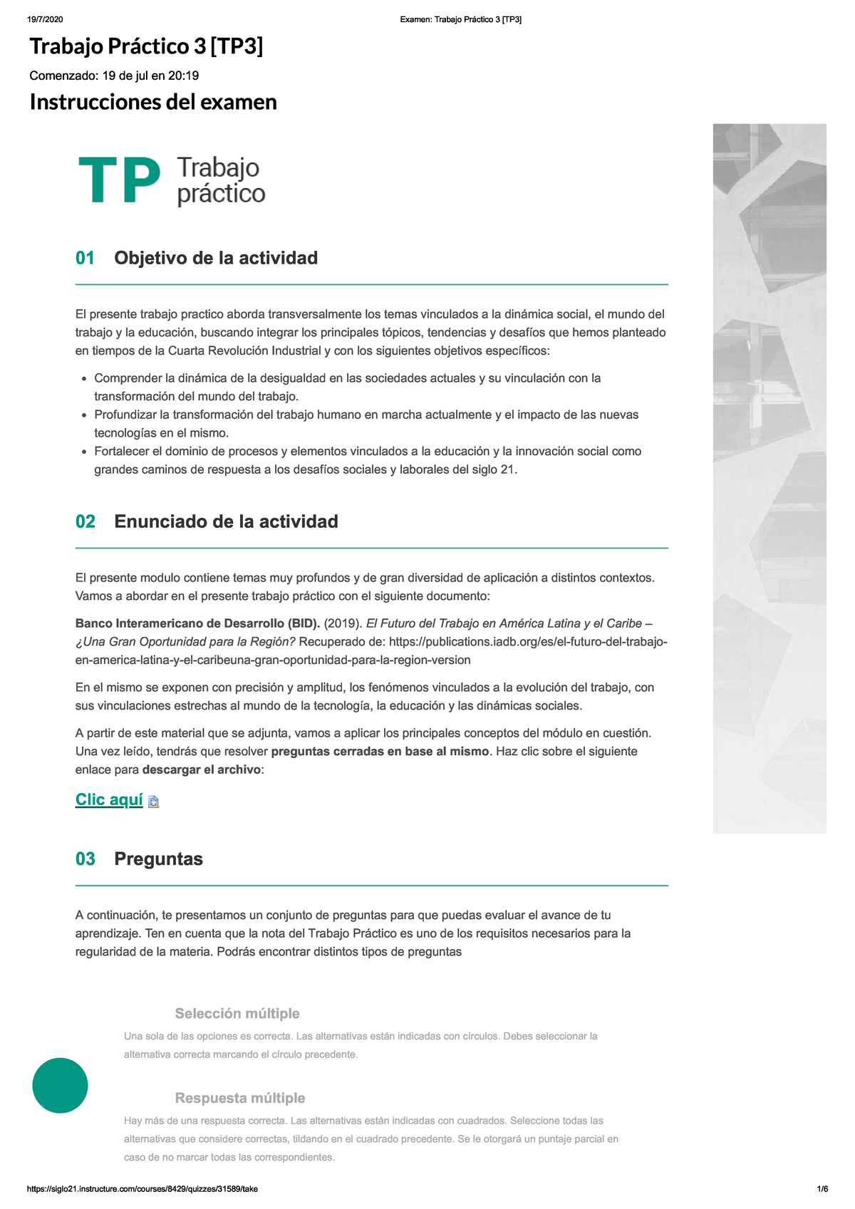 TP 3 Tecnología 73,33 - ! ! ! "# $! %% &" ' ( - Studocu