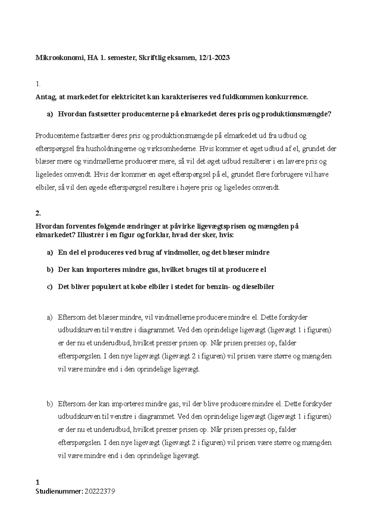 Mikroøkonomi eksamen 12:1-2023 - Mikroøkonomi, HA 1. semester ...