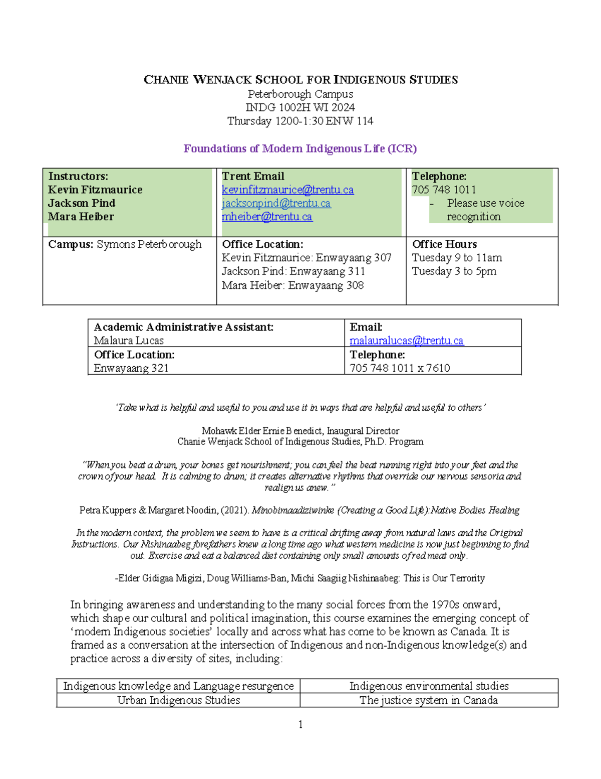 Final Dec 19 2024 - INDG 1002H syllabus - Winter 2024 Final-MH ...