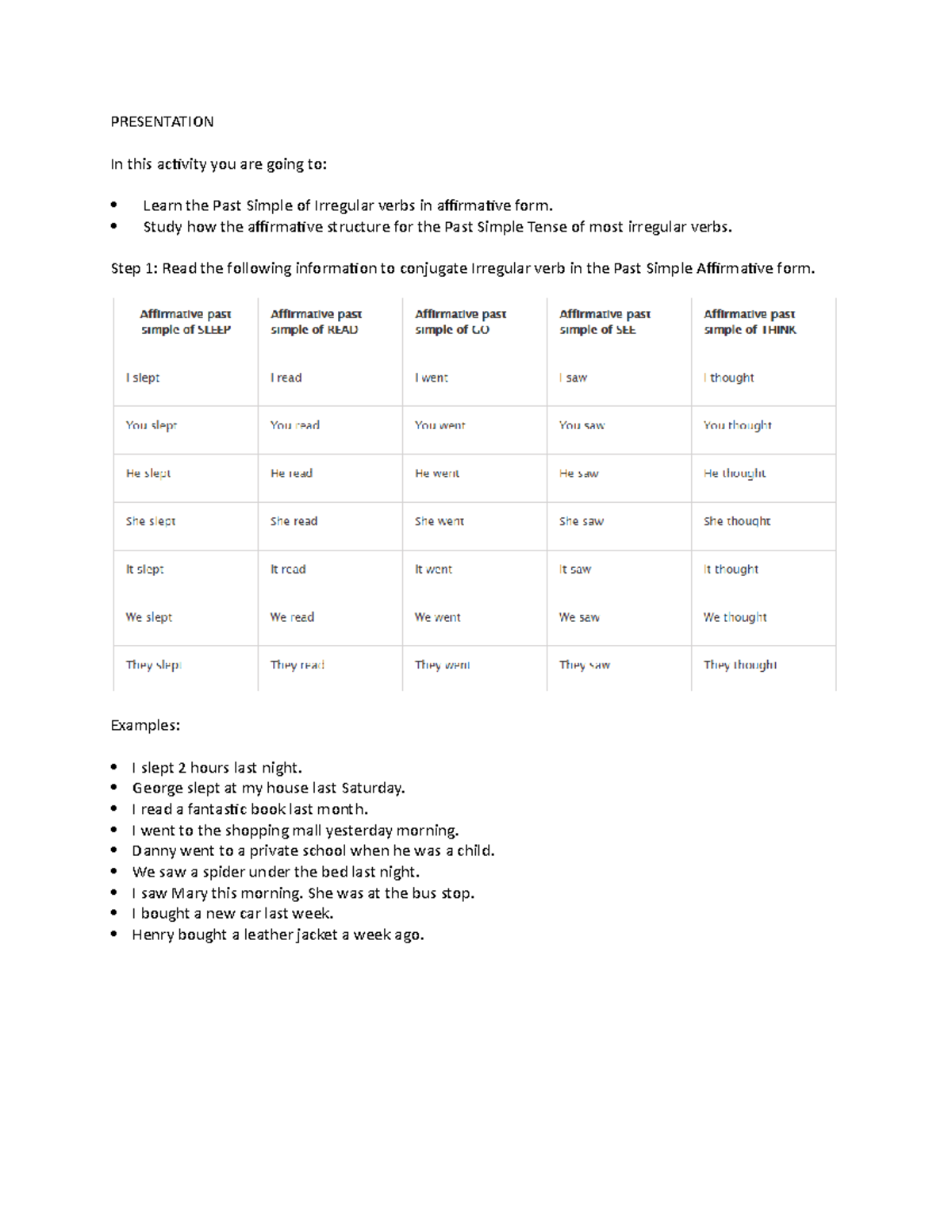 actividad ingoes - PRESENTATION In this activity you are going to ...