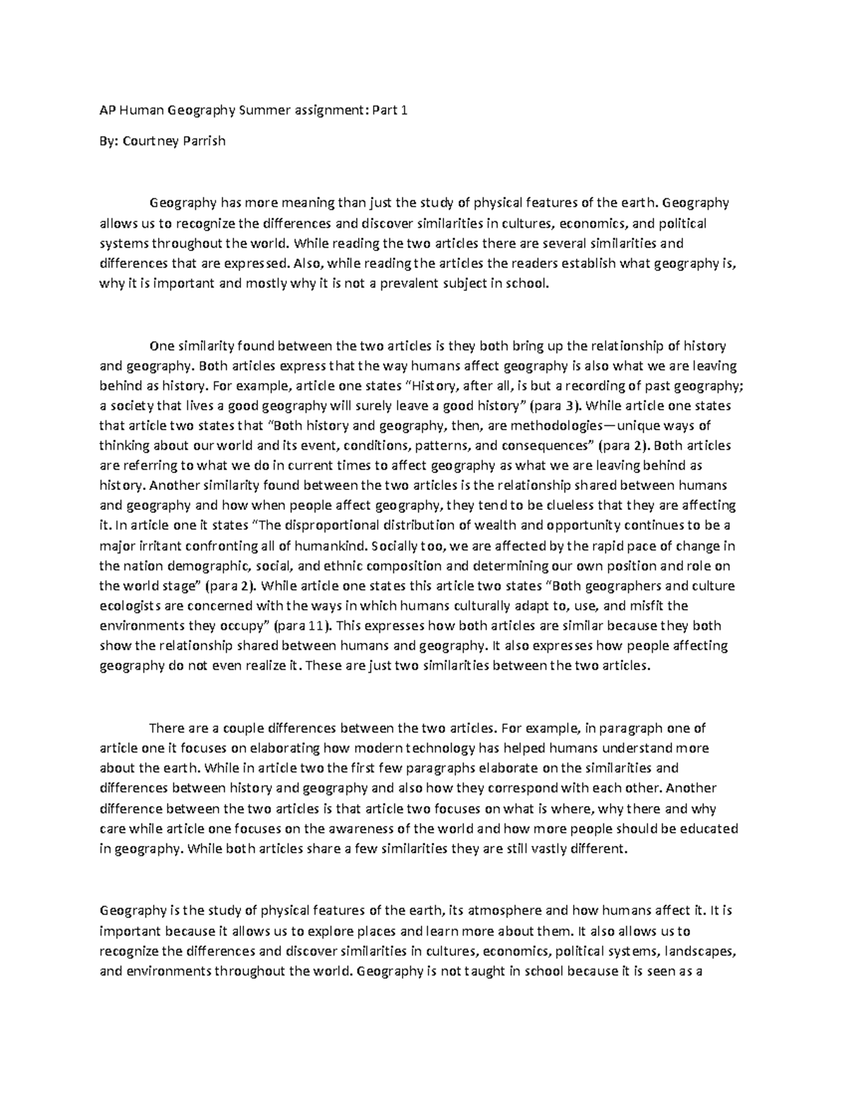 Ap Human Essay-5 - Help review for test - AP Human Geography Summer ...