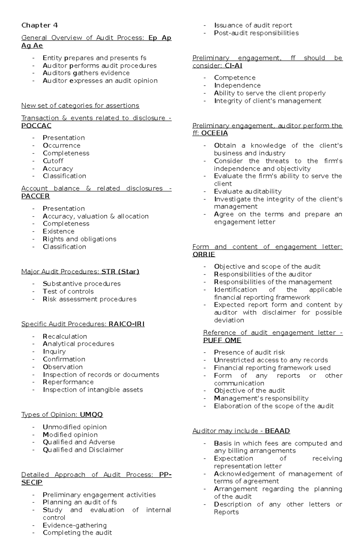 Auditing Theory - Chapter 4-5 - Chapter 4 General Overview of Audit ...