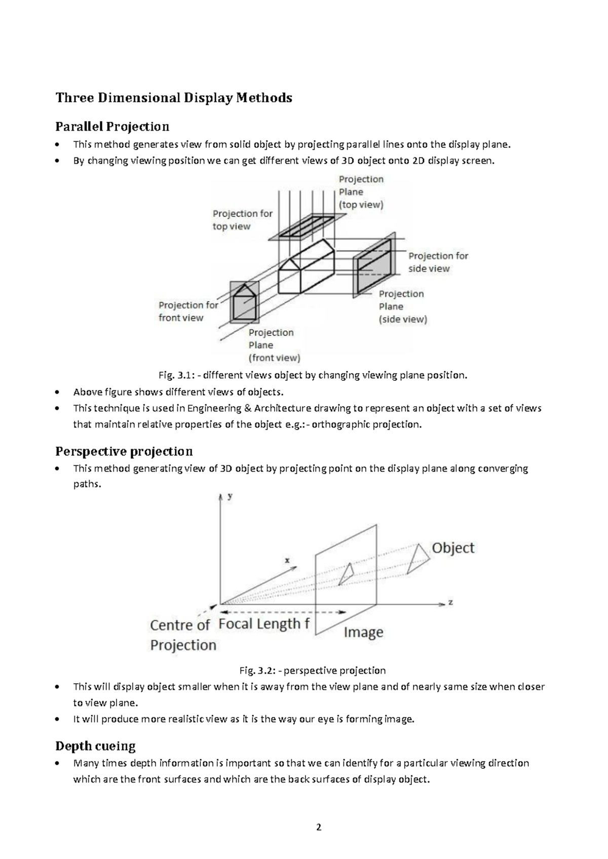 CG UNIT -3 - Notes - Three Dimensional Display Methods Parallel ...