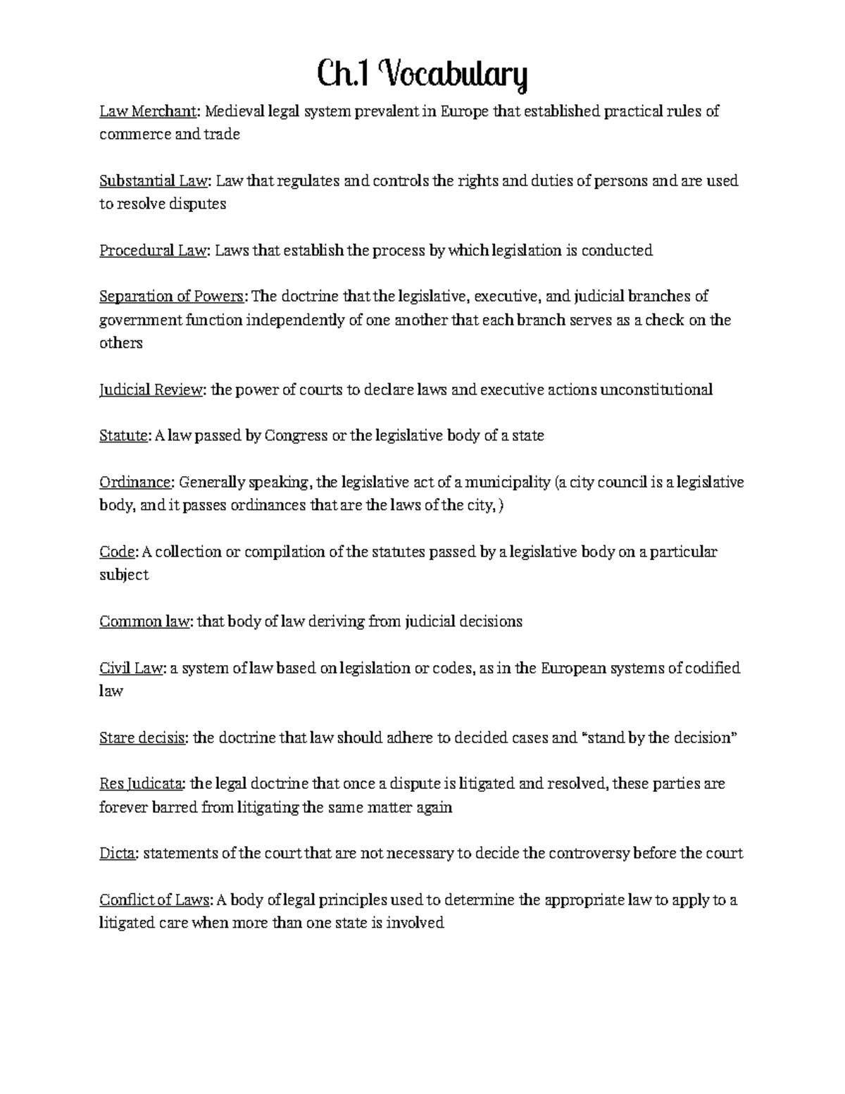 LPP - Ch.1 Vocabulary - LPP - Doran Business Law: James F. Morgan - Ch ...