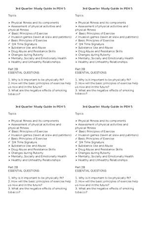 3rd Quarter Lesson Plan in PE 5 Week 4-5 - Bachelor of Secondary Education - Studocu