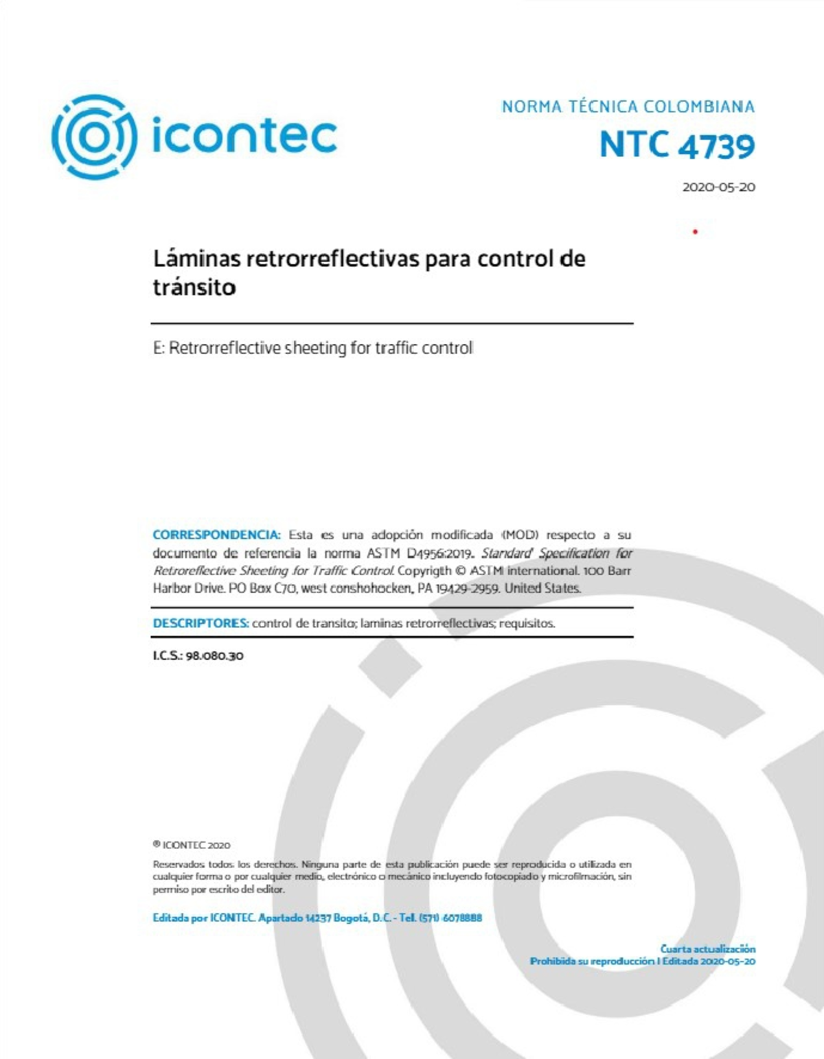 NTC 4739- láminas retrorreflectivas - Tránsito y Transporte - Studocu