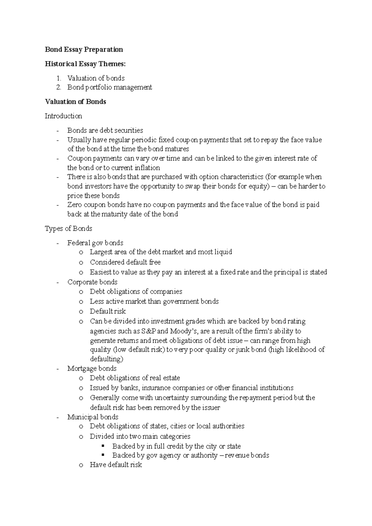 Bonds Essay Preparation - Bond Essay Preparation Historical Essay ...