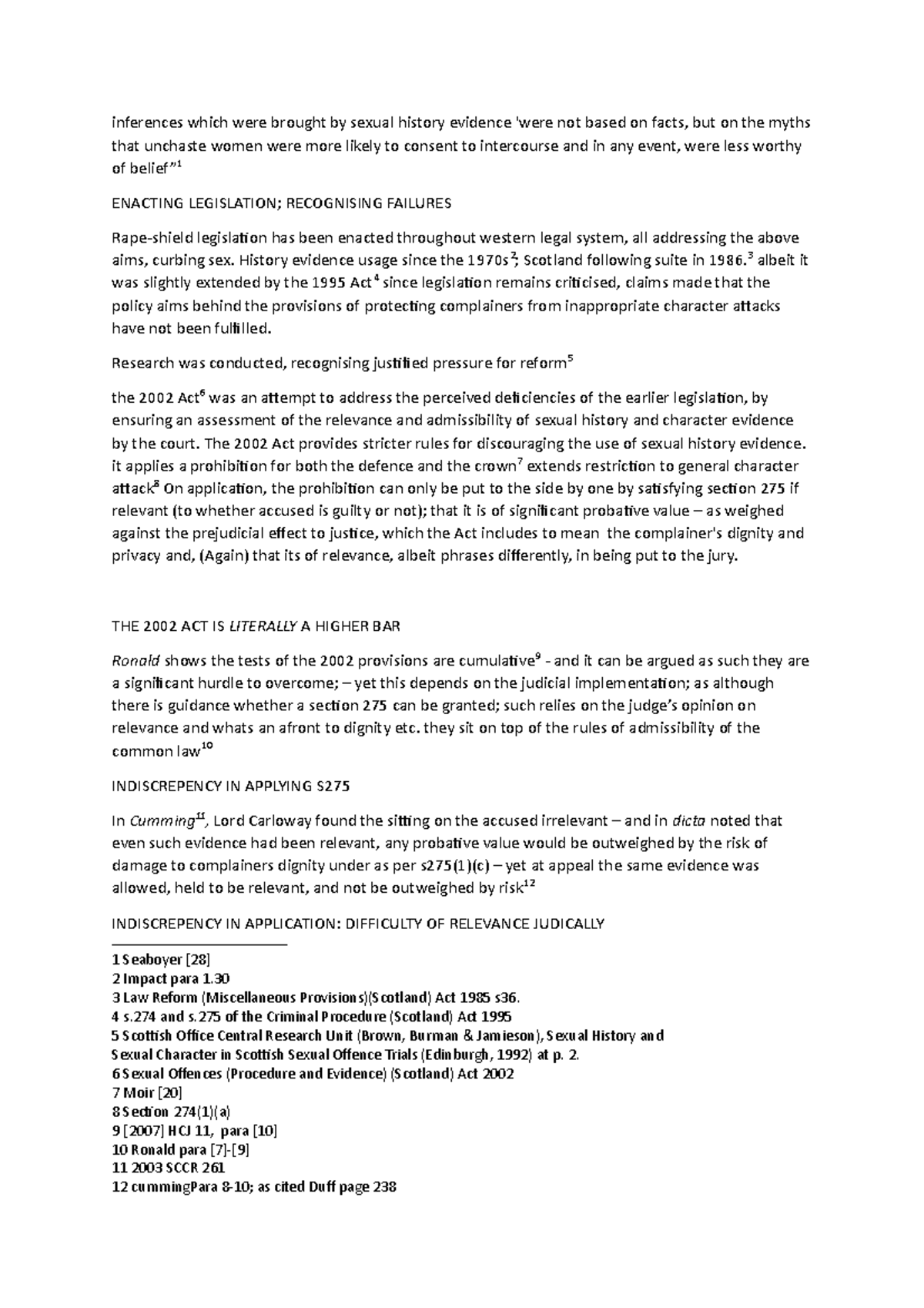 Notes for Rape Shield Essay (A5) - inferences which were brought by ...