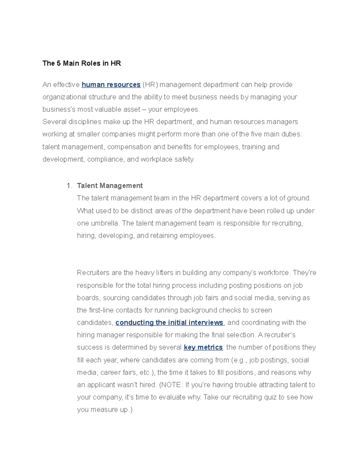 The 5 Main Roles in HR - An effective human resources (HR) management ...
