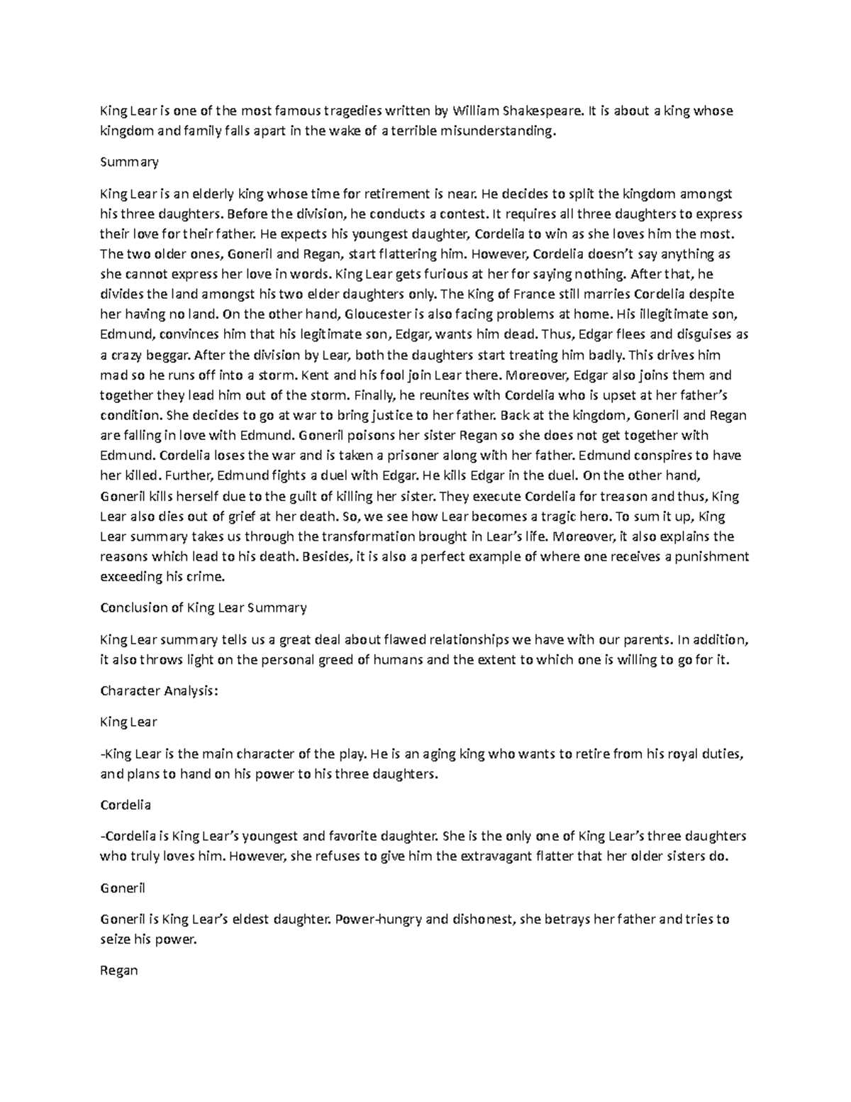 SED-LIT 7 Literary Criticism - King Lear is one of the most famous ...