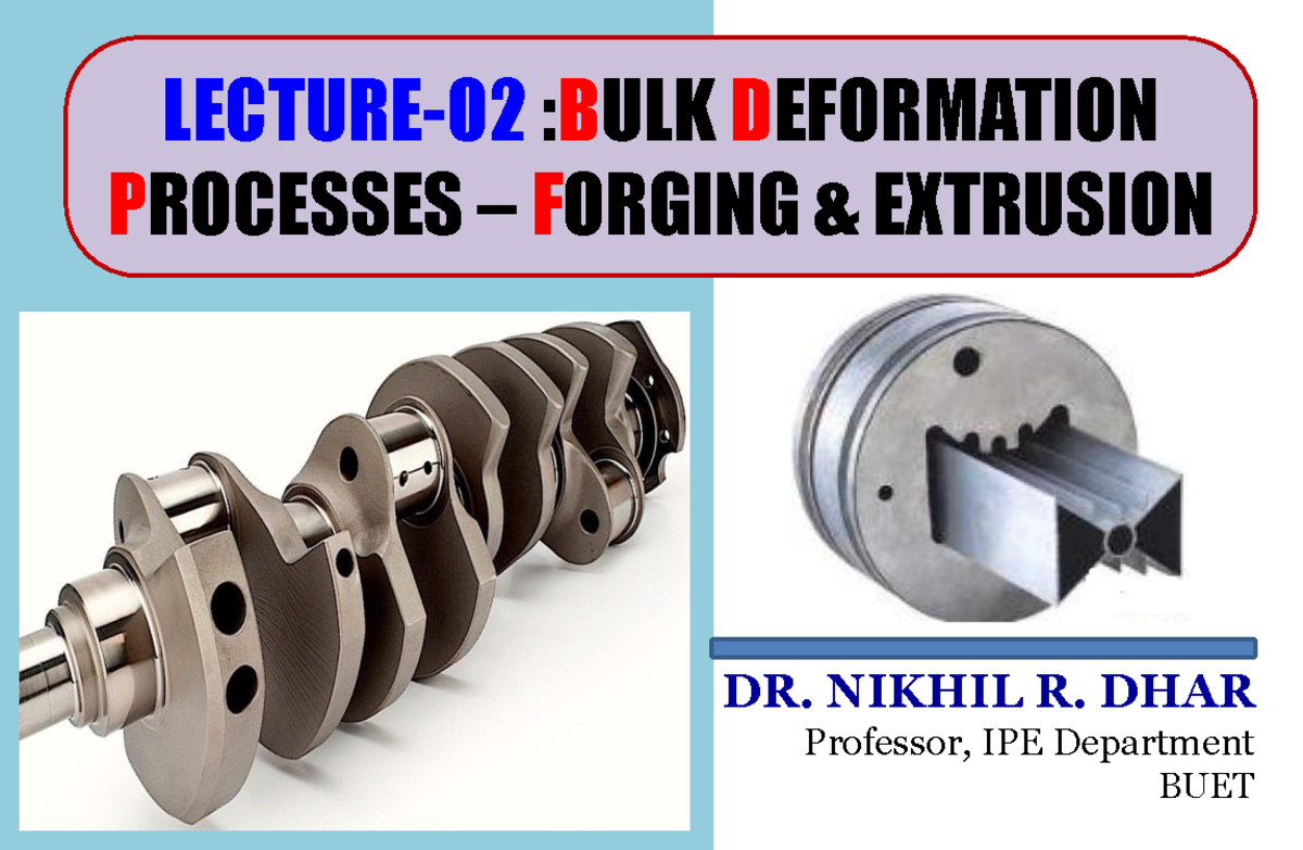 Lec 2 - Good - DR. NIKHIL R. DHAR Professor, IPE Department BUET ...