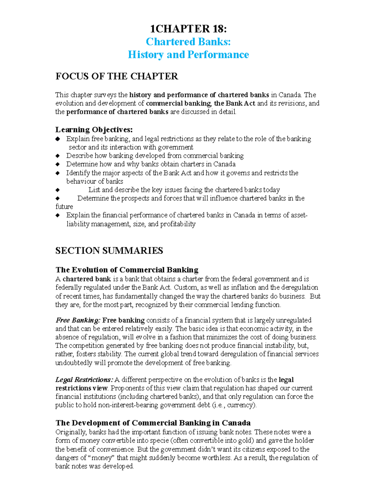 Ch18 Chartered Banks History and Performance - 1CHAPTER 18: Chartered ...