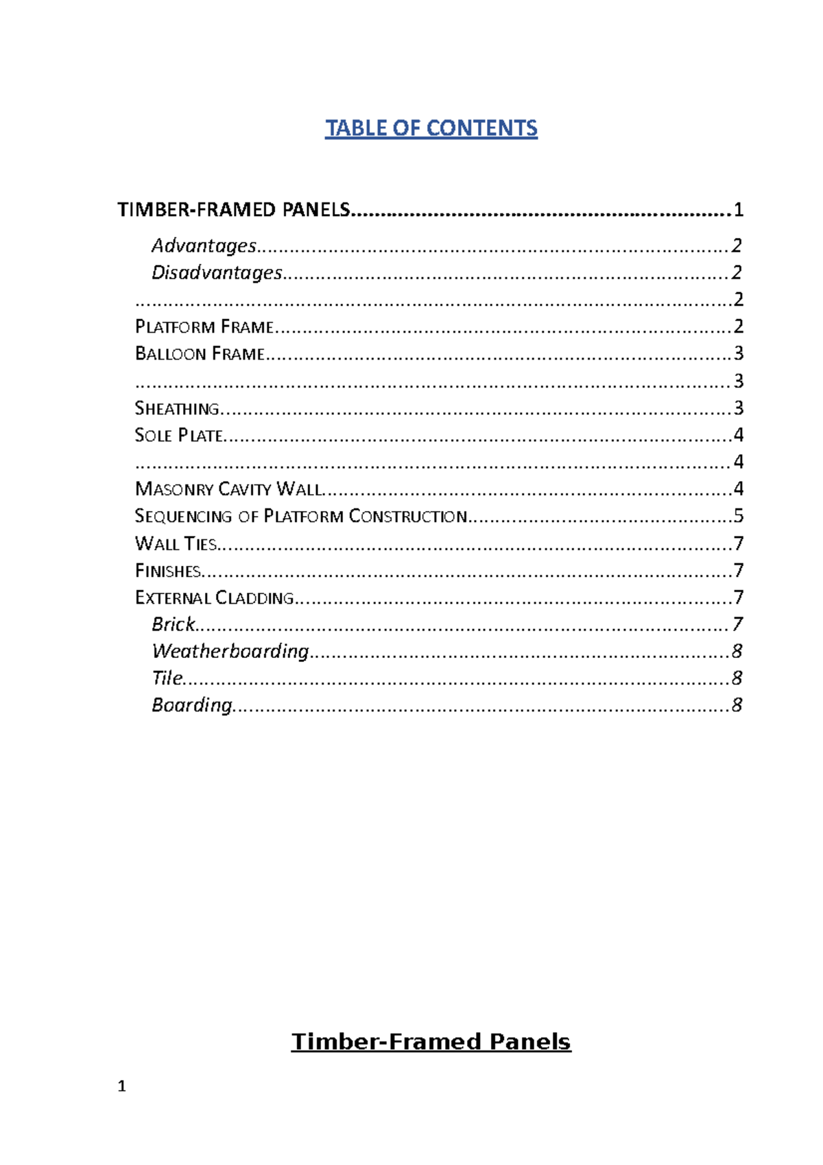 Timber Framed Panels - Lecture notes 7 - TABLE OF CONTENTS TIMBER ...