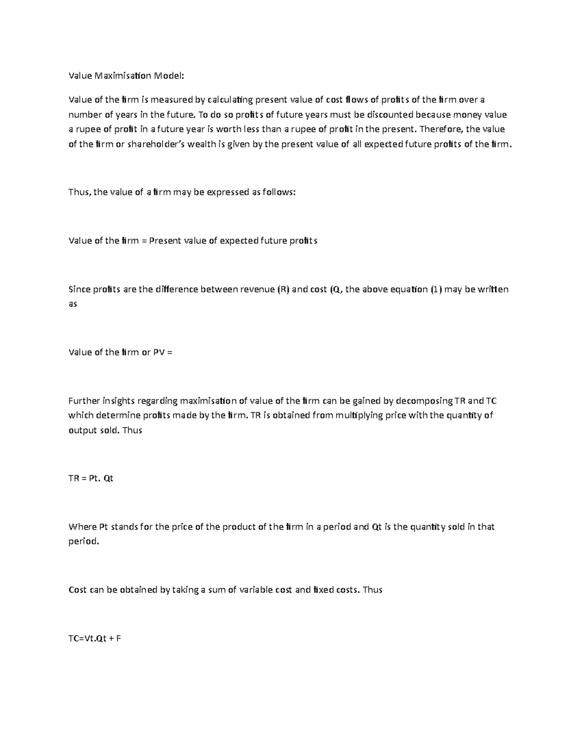 the goal of business maximization: value maximization model - Value ...