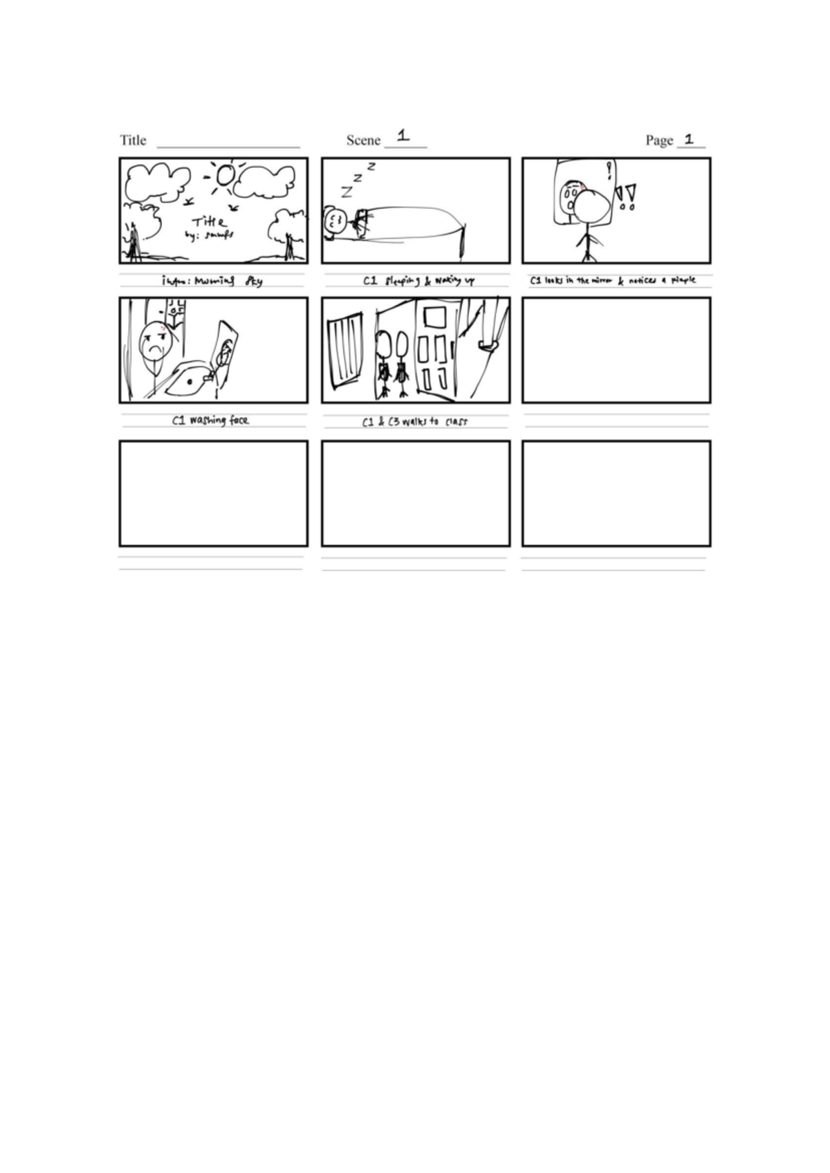 EXAMPLE STORYBOARD FINAL GROUP PROJECT MATERIAL 2024 - Title Scene 1 ...