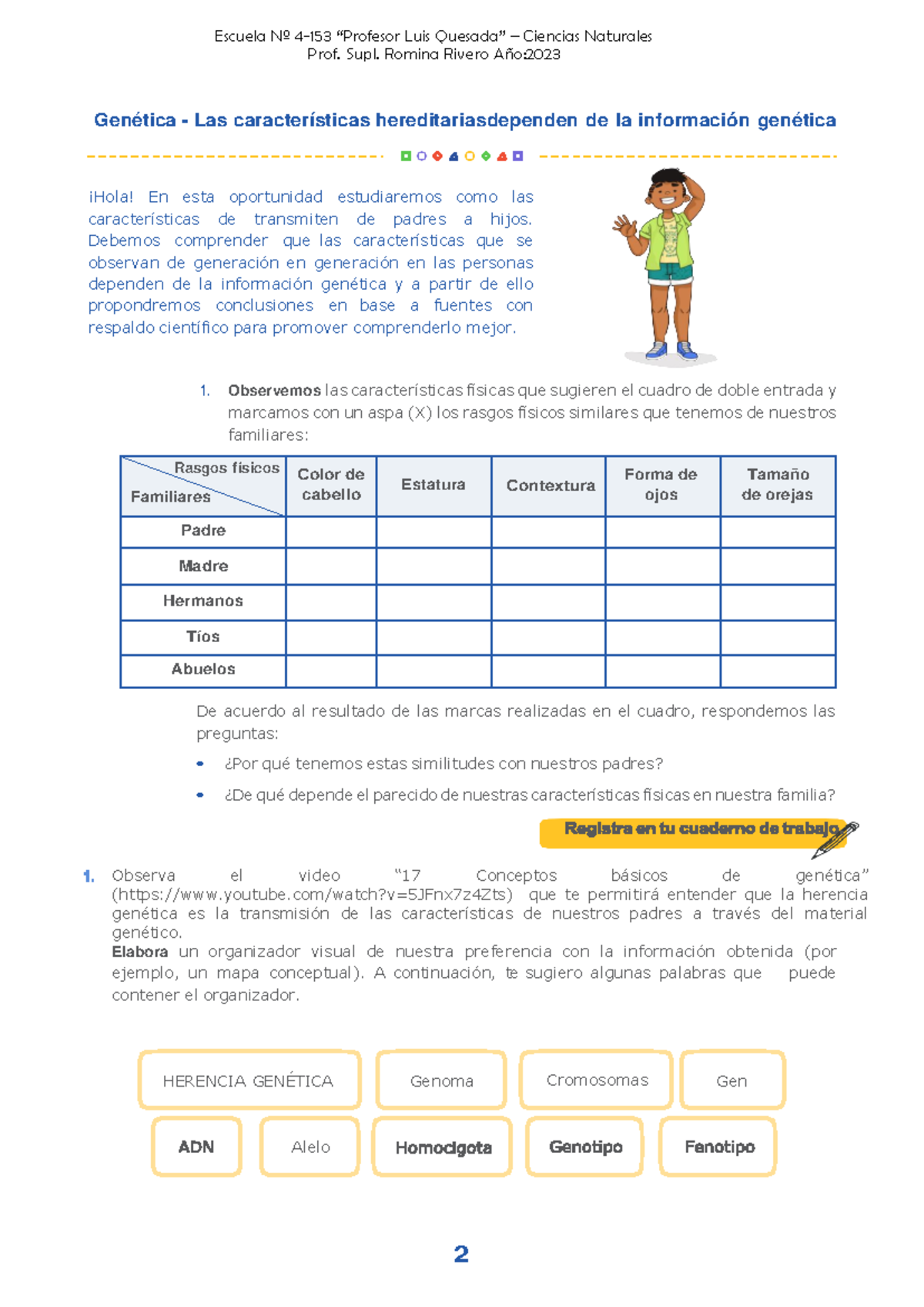 Act. Genetica - Herencia - Prof. Supl. Romina Rivero Año: HERENCIA ...