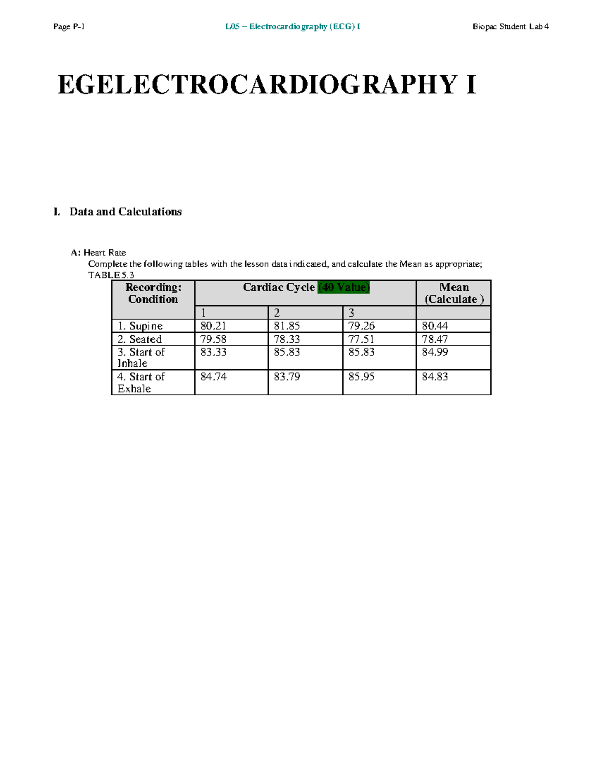Lab 4 EGC I - 3 types of cells the heart needs to beat - elements of ...