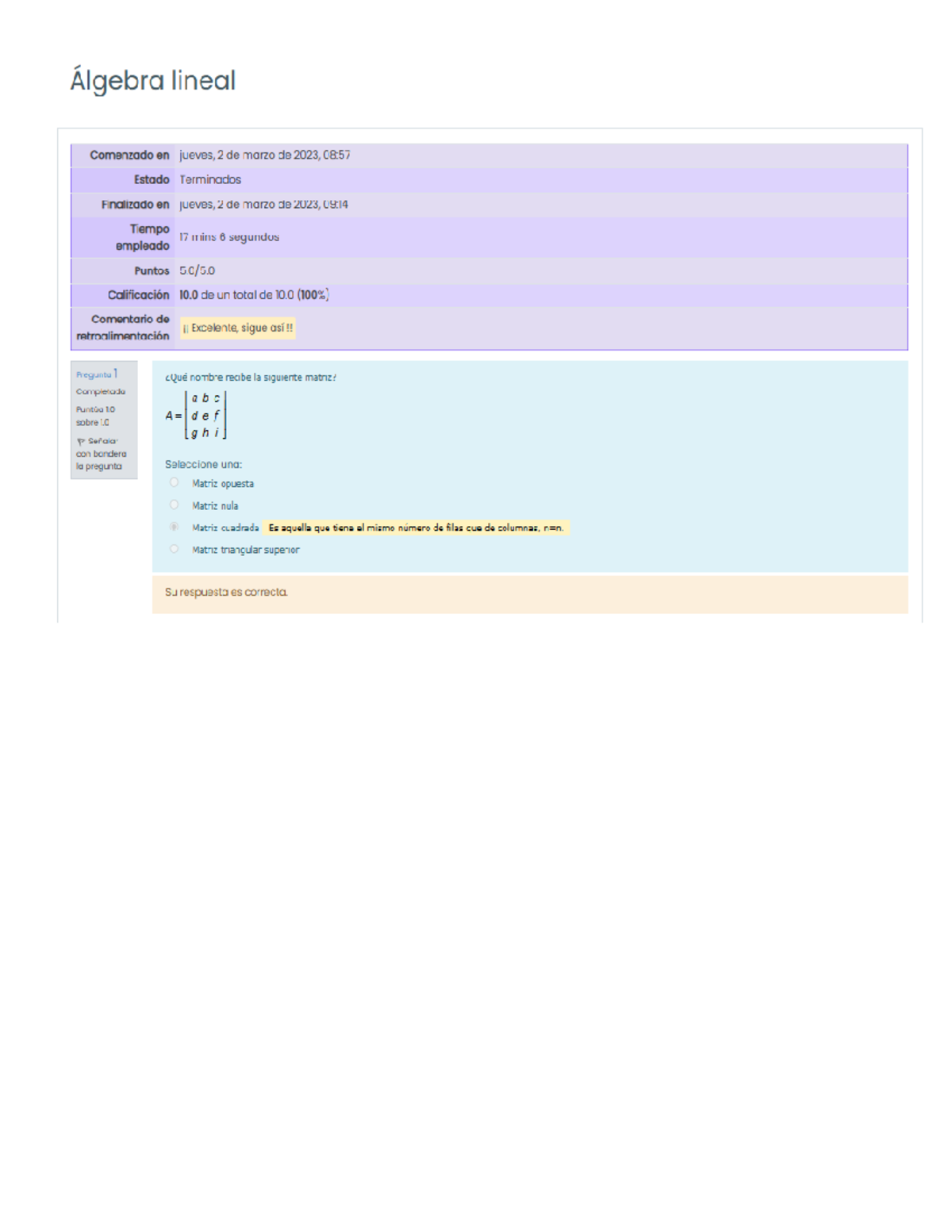 Algebra Lineal - Autocalificable S1 - Examen semana 1 Algebra Utel - Studocu