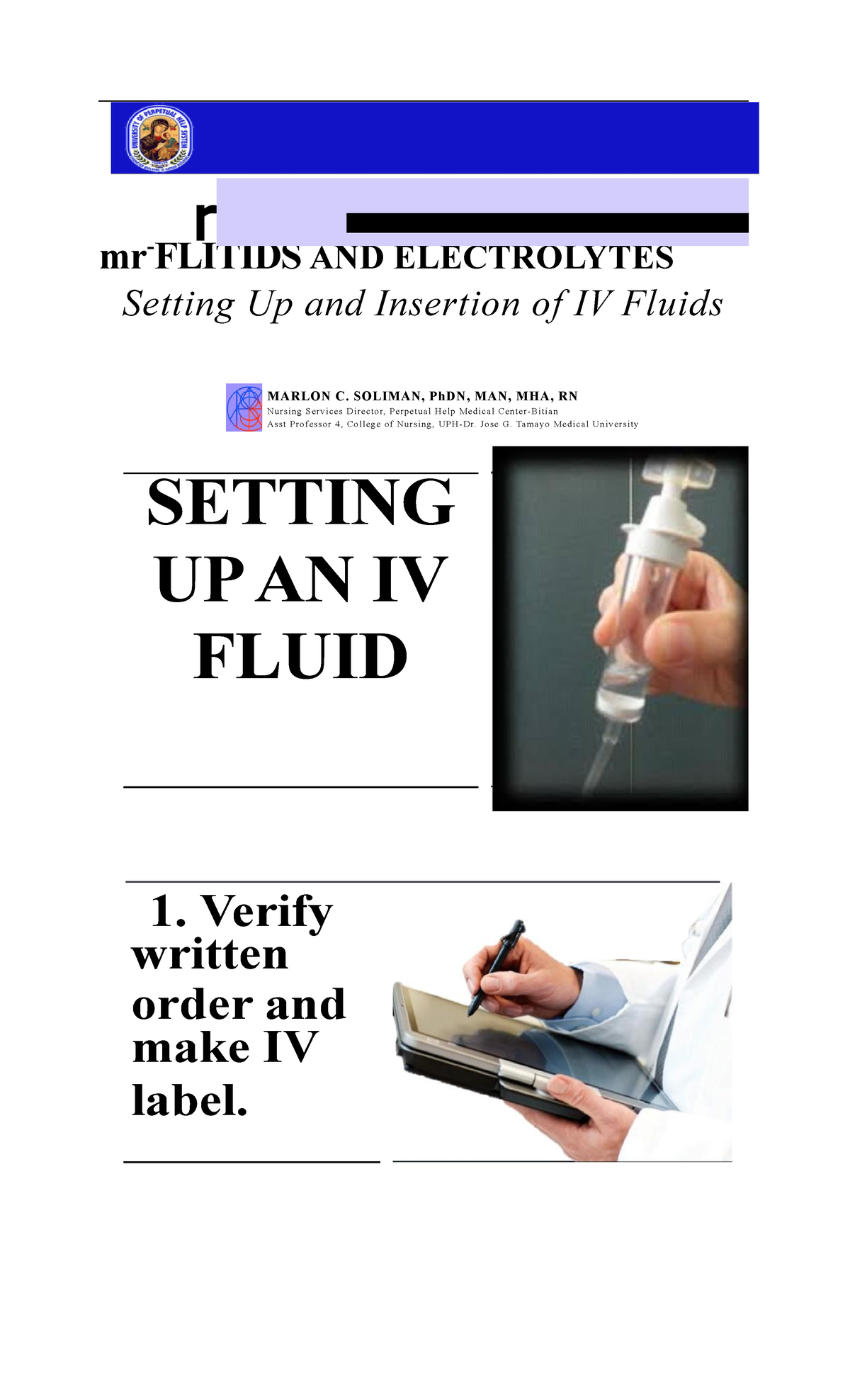 Prelim WEEK 1 (DAY 3) - Setting Up an IV Fluid and Inserting IV Cannula ...