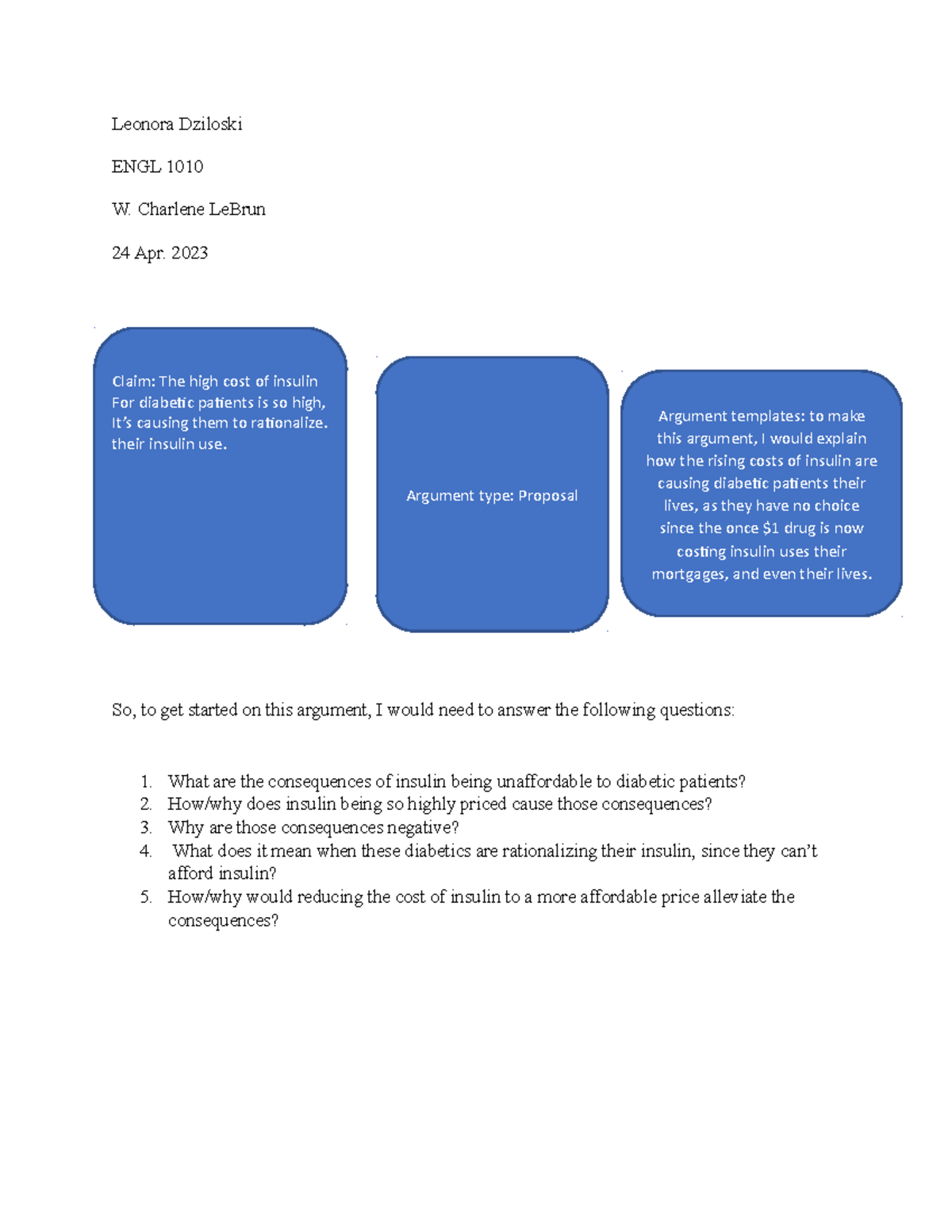 Op ed project proposal - Leonora Dziloski ENGL 1010 W. Charlene LeBrun ...