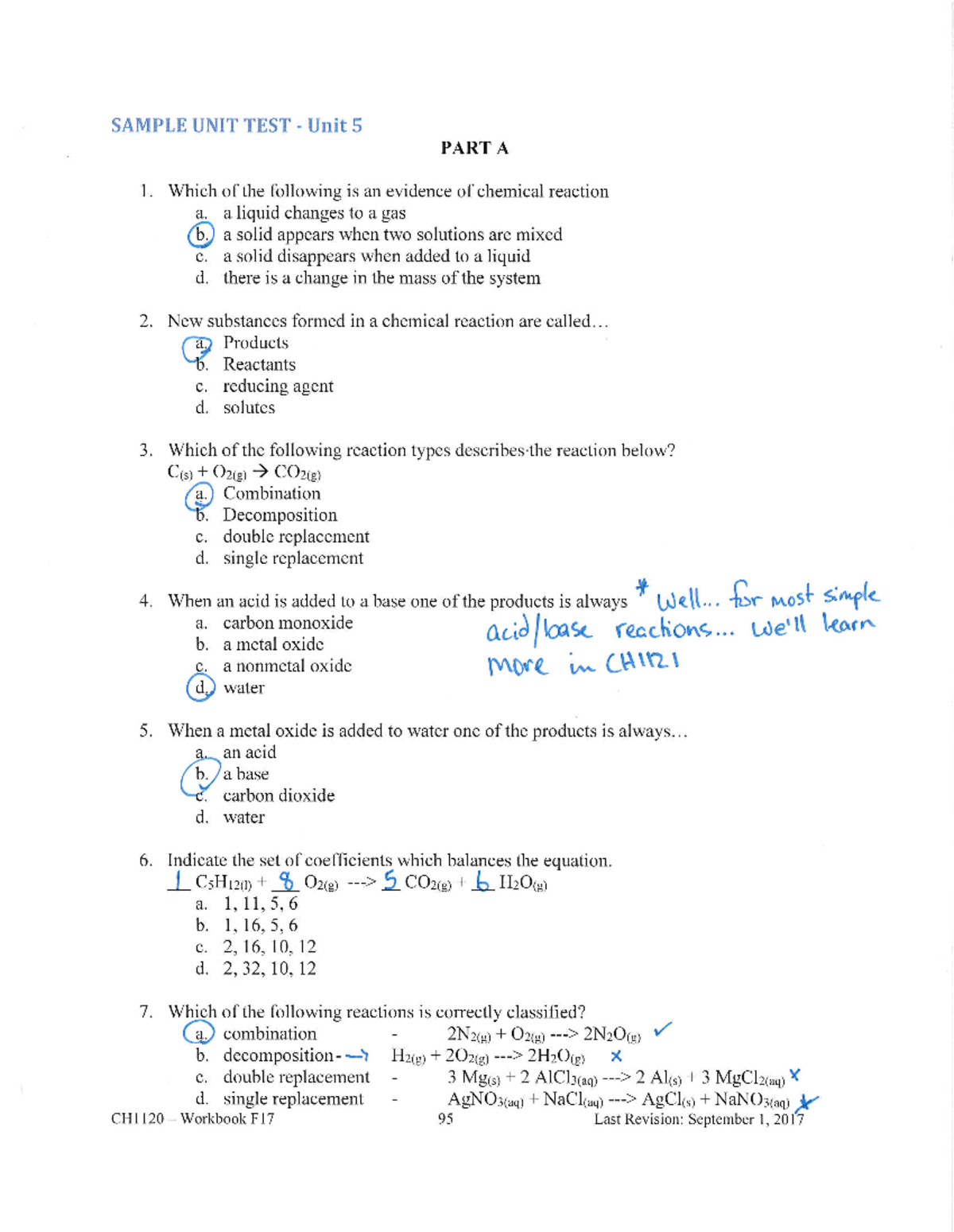 Unit 5 - Sample Exam (Answers Included) - SAMPLE UNIT TEST - Unit 5 ...