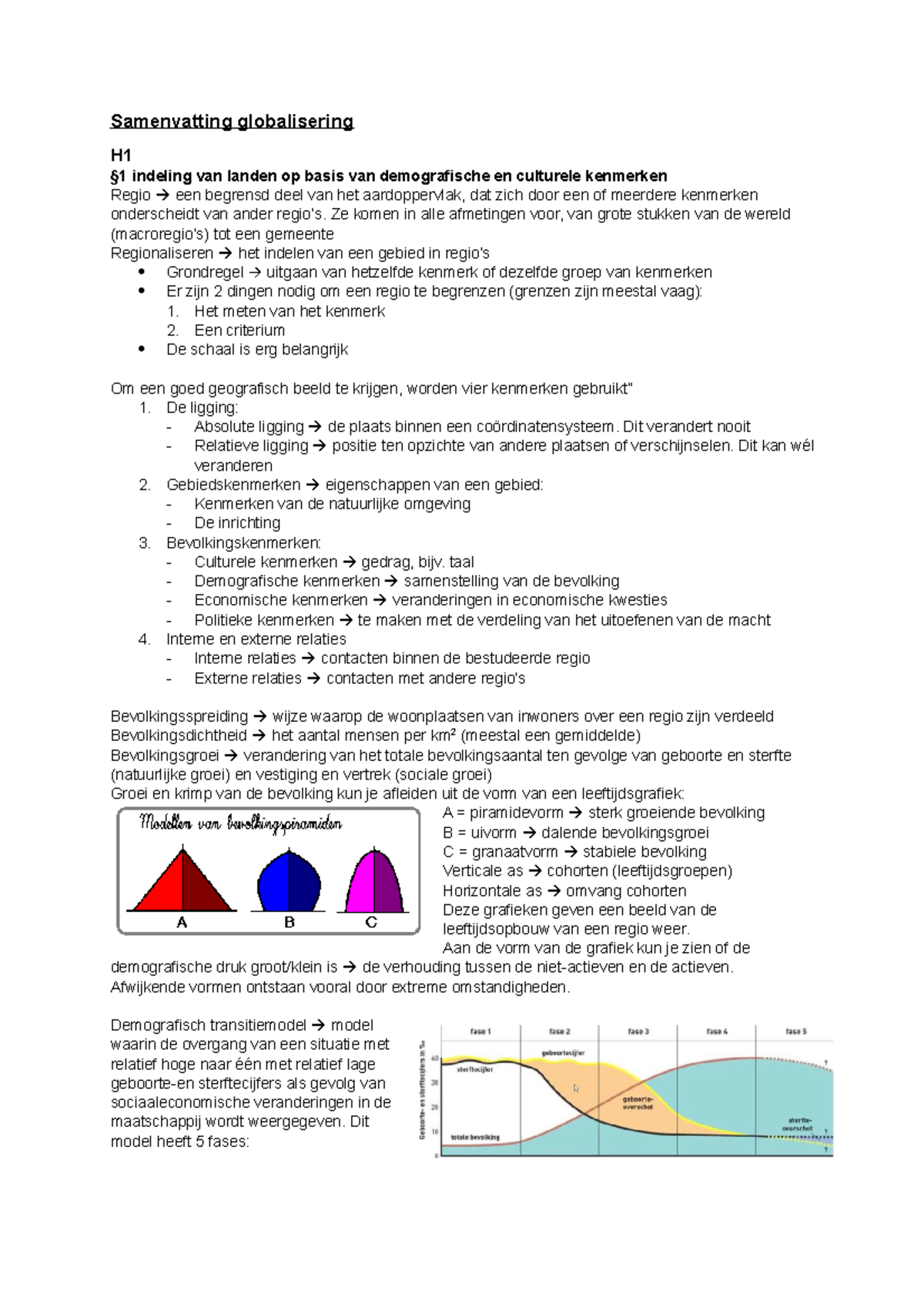 Samenvatting globalisering - Samenvatting globalisering H §1 indeling ...