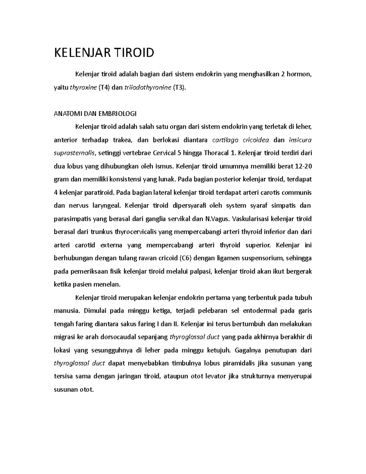 Kelenjar Tiroid - Learning Outcomes Weekly Endocrine - KELENJAR TIROID ...