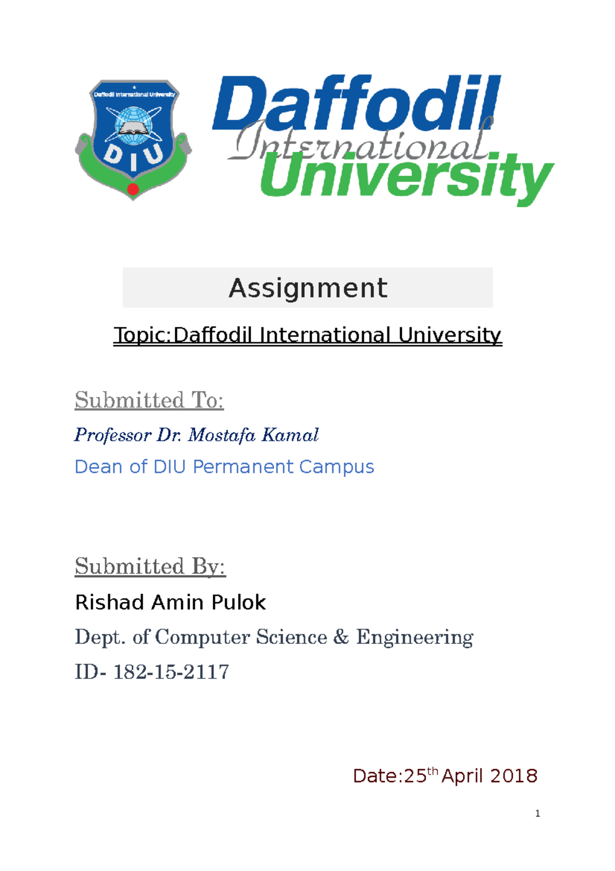 History of daffodil international university - Programming Fundamentals ...