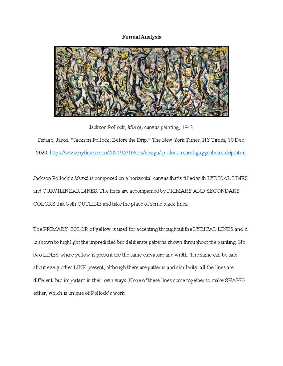 Formal Analysis - online summer class - Formal Analysis Jackson Pollock ...