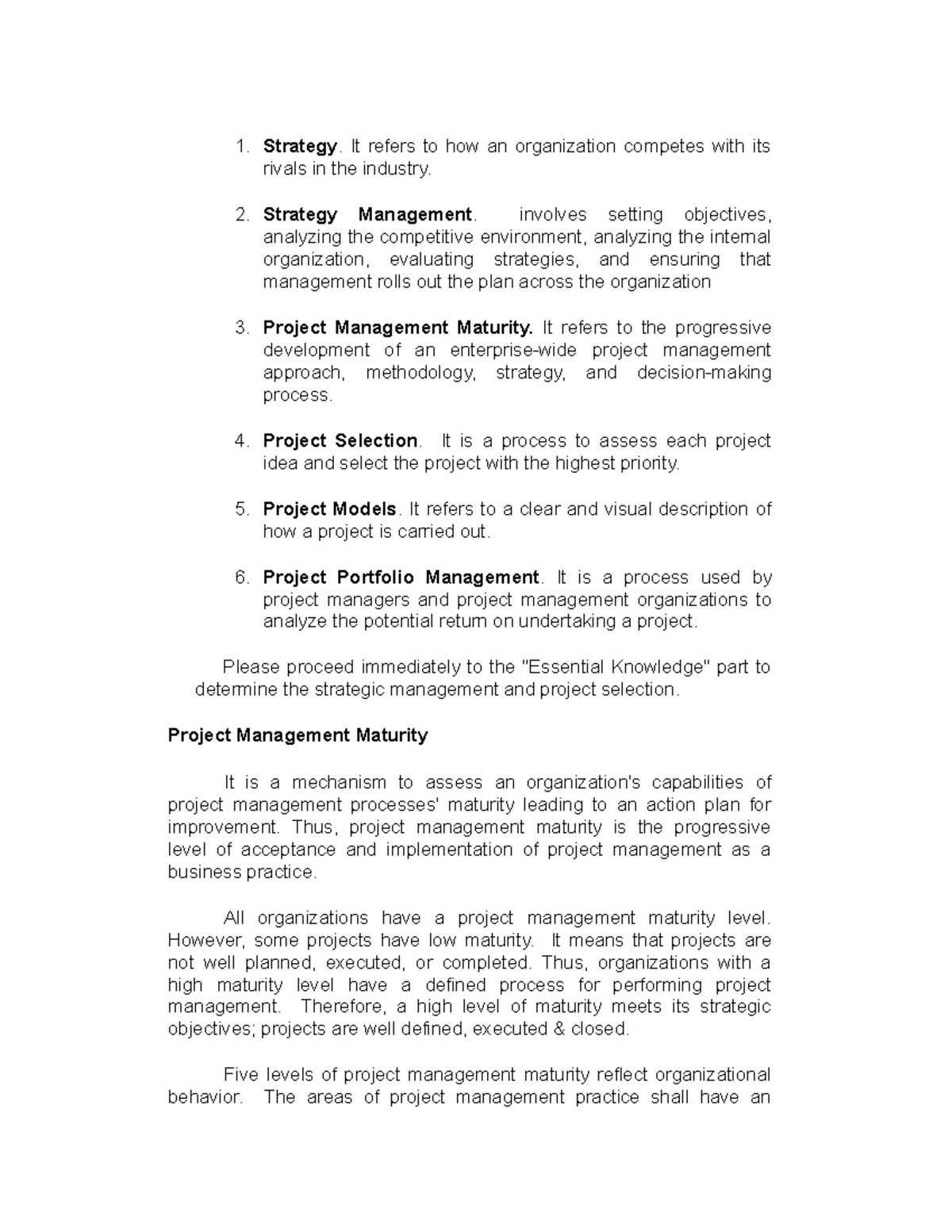 Project Management- Lecture Notes-6 - Strategy. It refers to how an ...