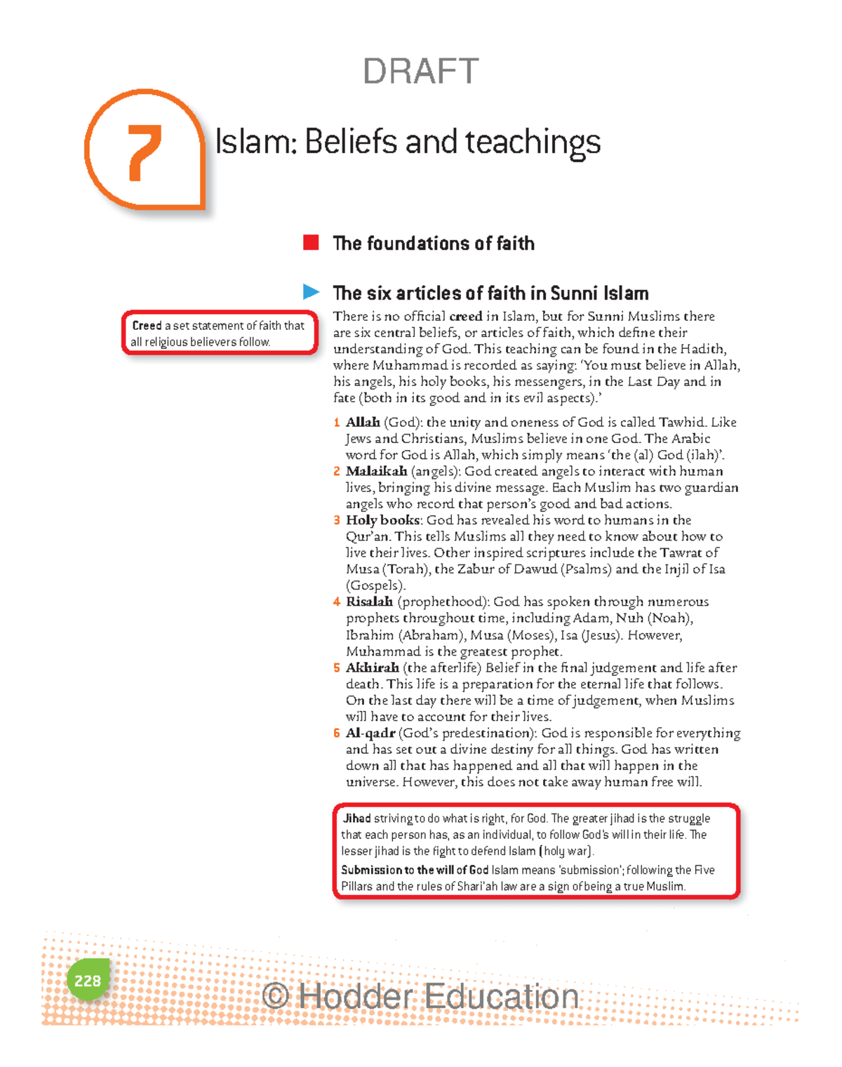 Chapter 7 Islam Beliefs and Teachings sample material - 228 7 Islam ...