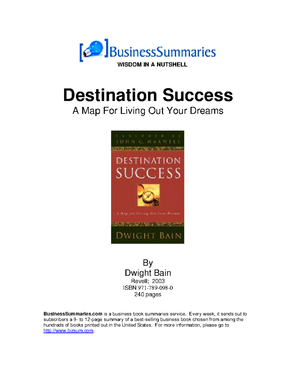 Destination Success - Good Notes - WISDOM IN A NUTSHELL Destination ...