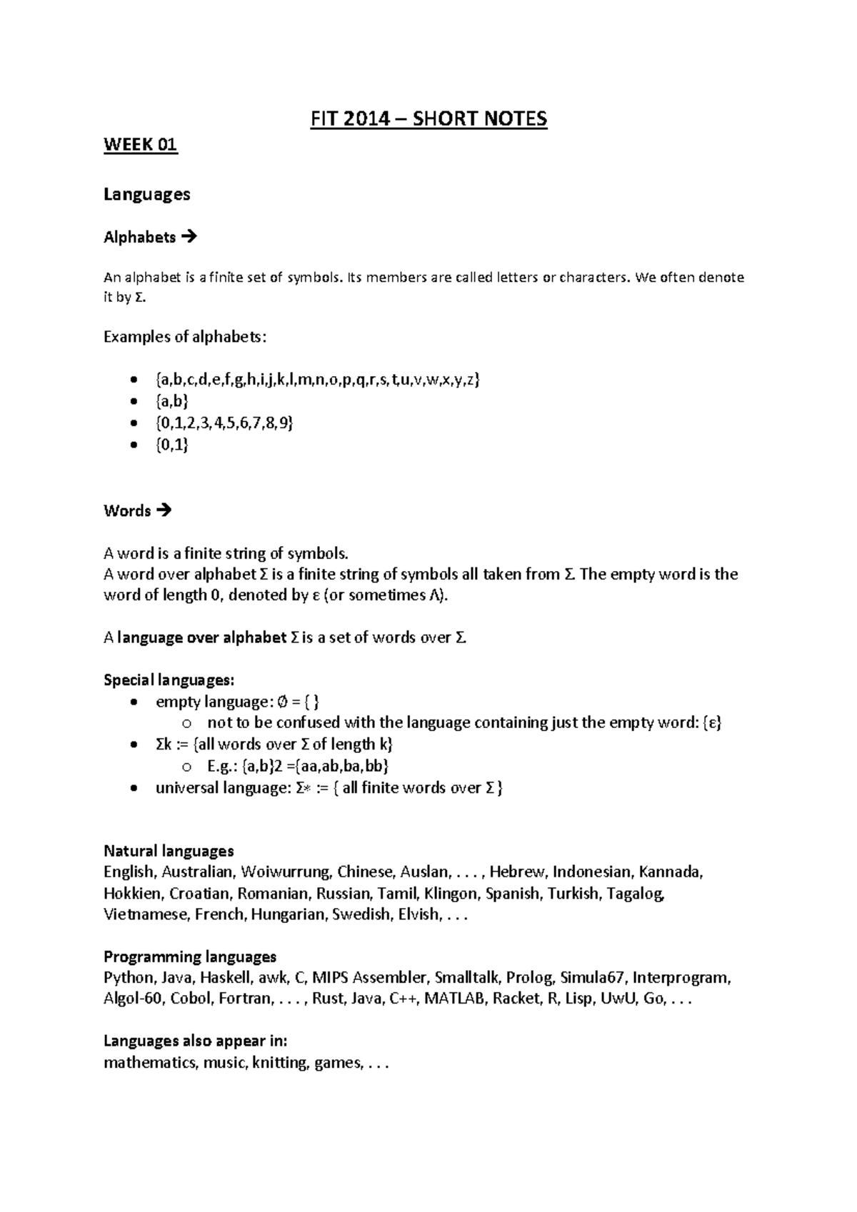 Fit 2014 Summary Of All Lectures Notes From Week 1 To 12 Fit 2014 3