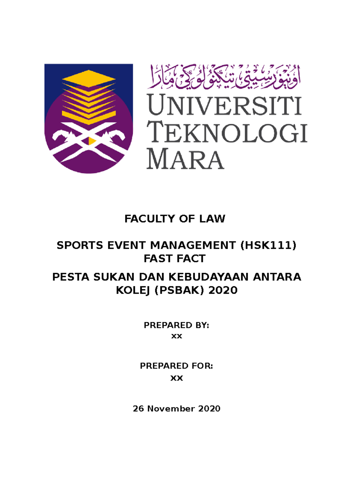 Event Fast Fact Assignment HSK111 - FACULTY OF LAW SPORTS EVENT ...