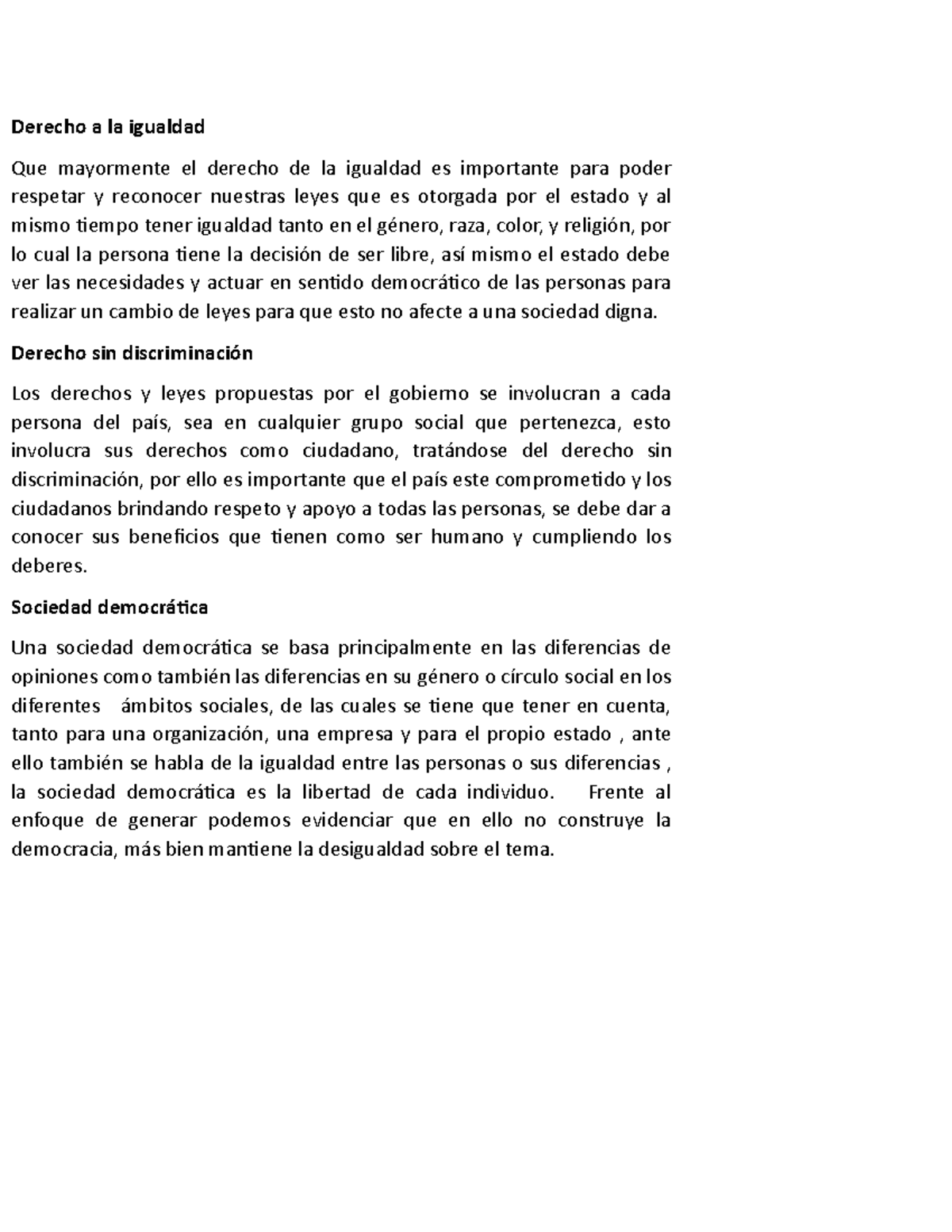 Derecho a la igualdad , para saber que todos somos iguales y no ...