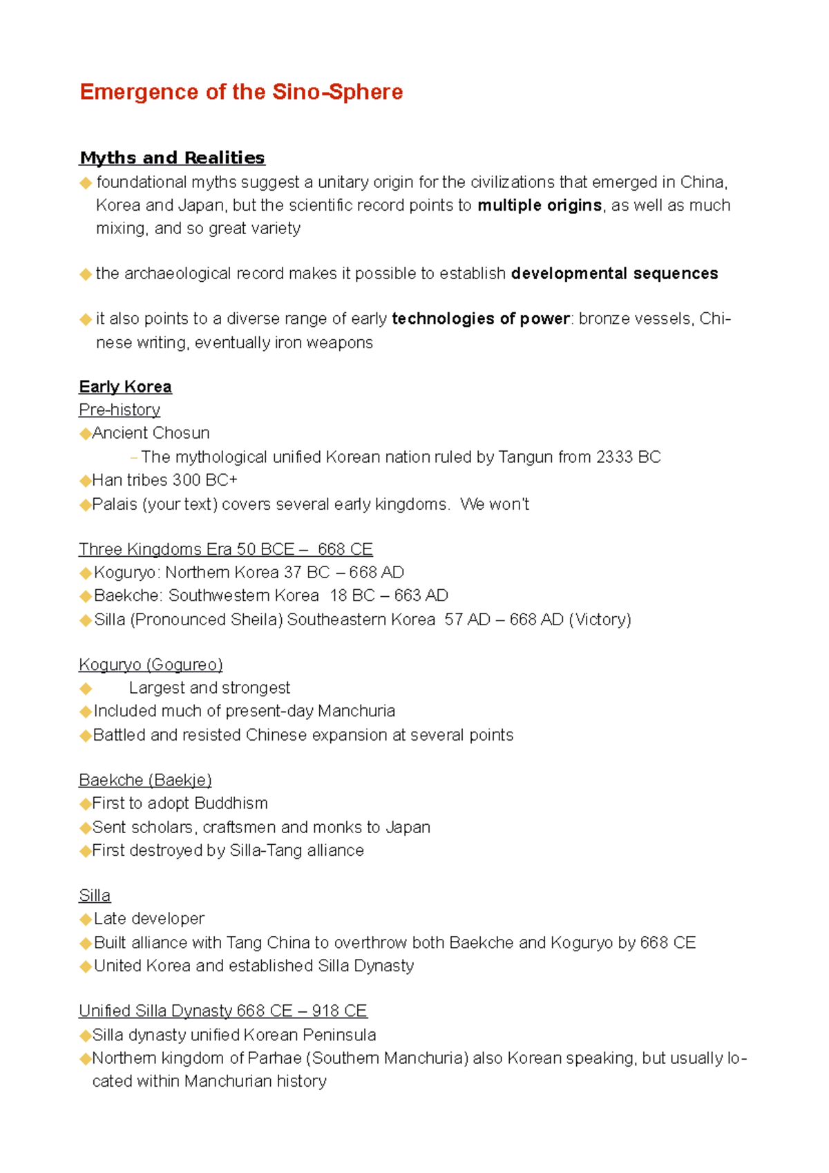 Emergence of the Sino-Sphere - We won’t Three Kingdoms Era 50 BCE – 668 CE Koguryo: Northern ...
