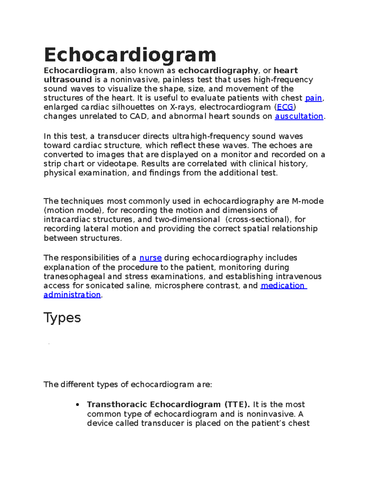 Echocardiogram - carmines - Echocardiogram Echocardiogram, also known ...