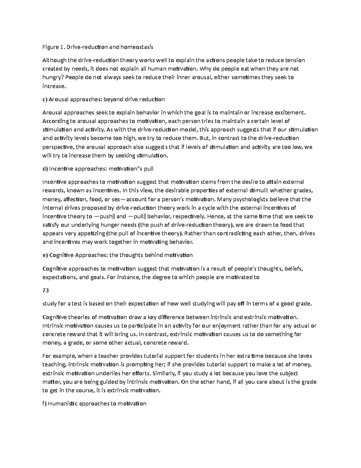 PSYC 111 - PSYC 111 NOTES - Figure 1. Drive-reduction and homeostasis ...