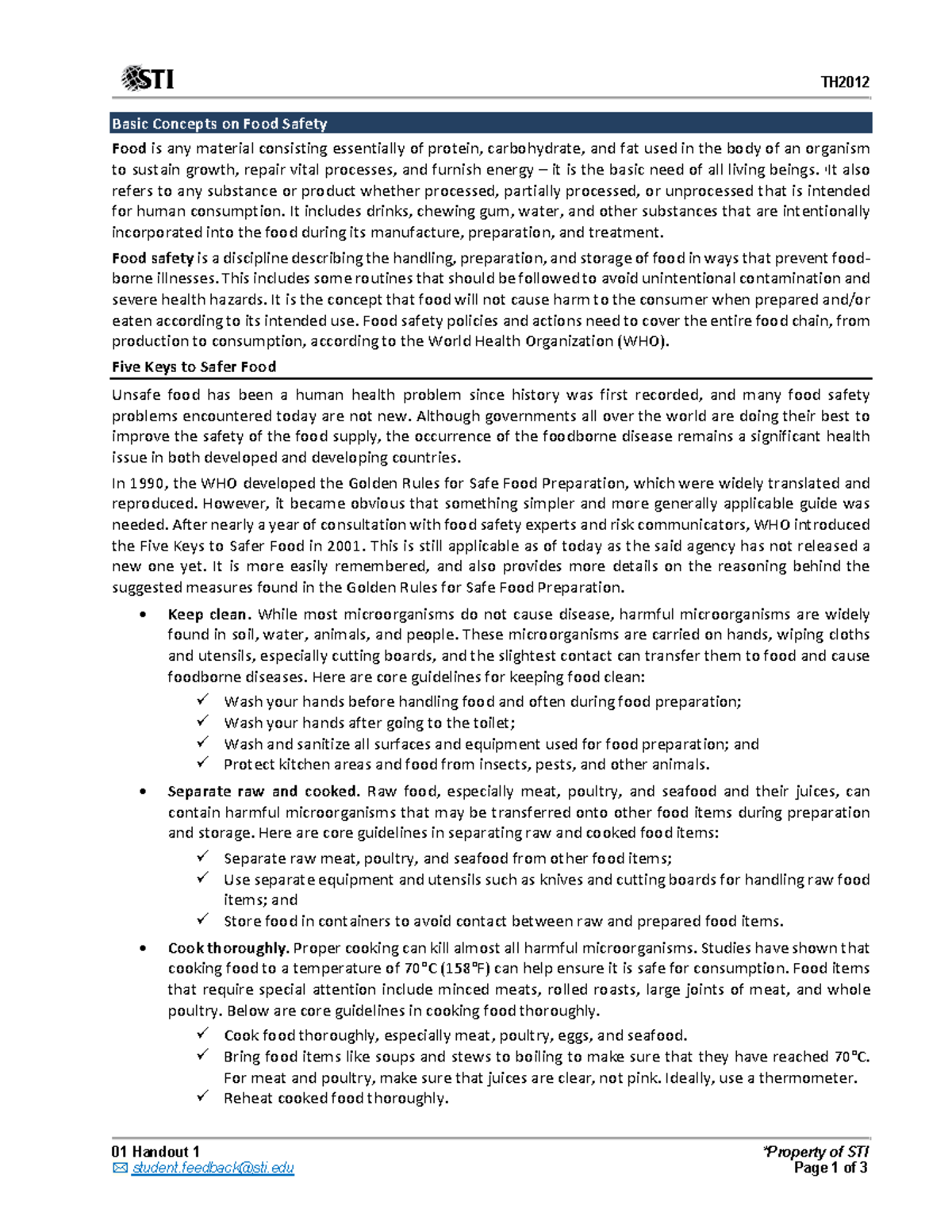 01 Handout Risk-Management 1 - TH 01 Handout 1 *Property of STI student@sti Page 1 of 3 Basic ...