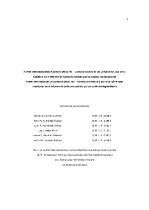 Trabajo teorico NIA 705 - Norma Internacional De Auditoría (NIA) 705 ...