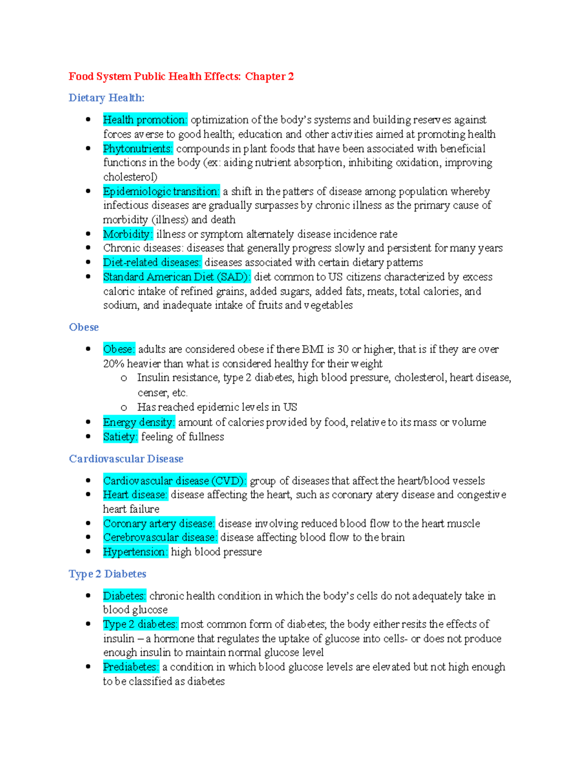 FS Chapter 2 Notes - Introduction to Public Health - Food System Public ...