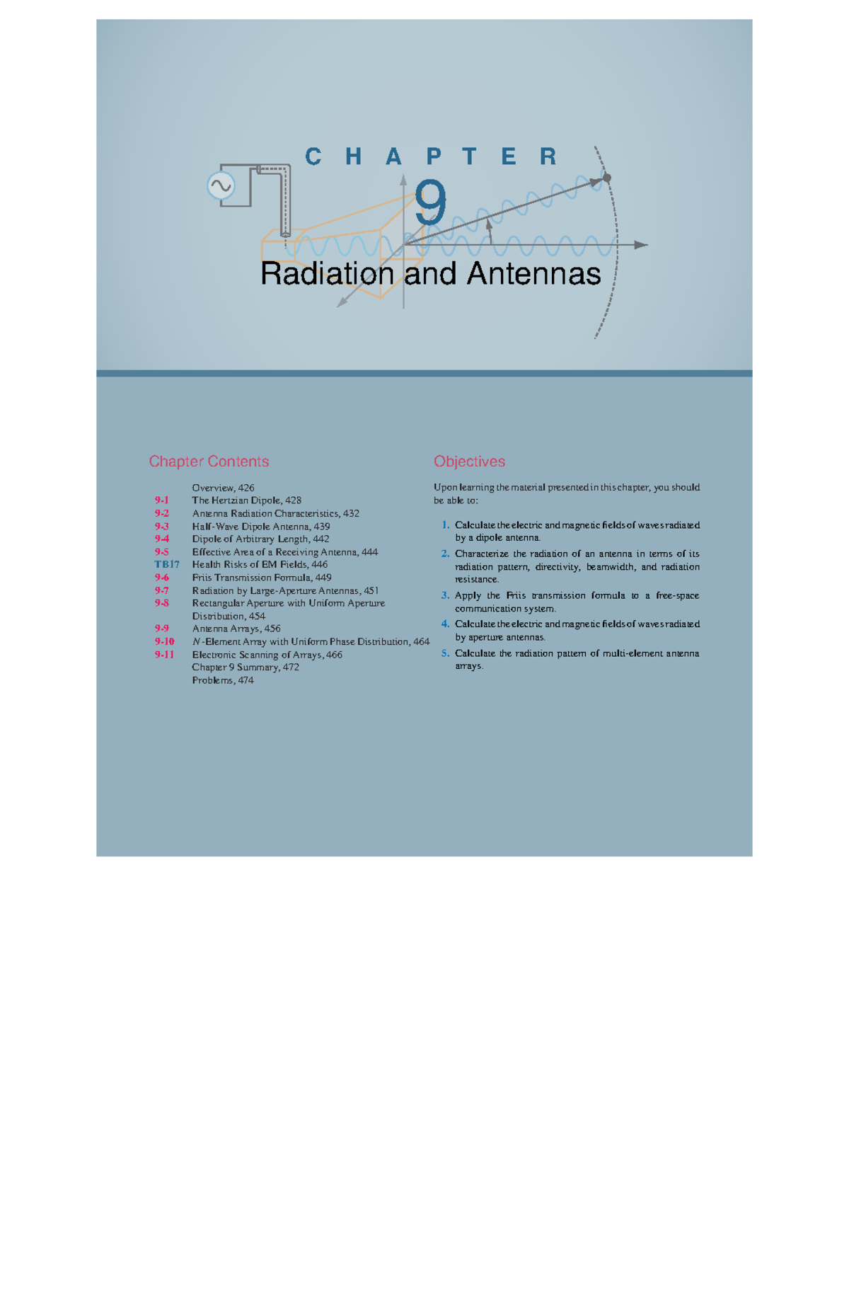 Ch09 - pages for Electromagnetism - C H A P T E R 9 Radiation and Antennas Chapter Contents ...
