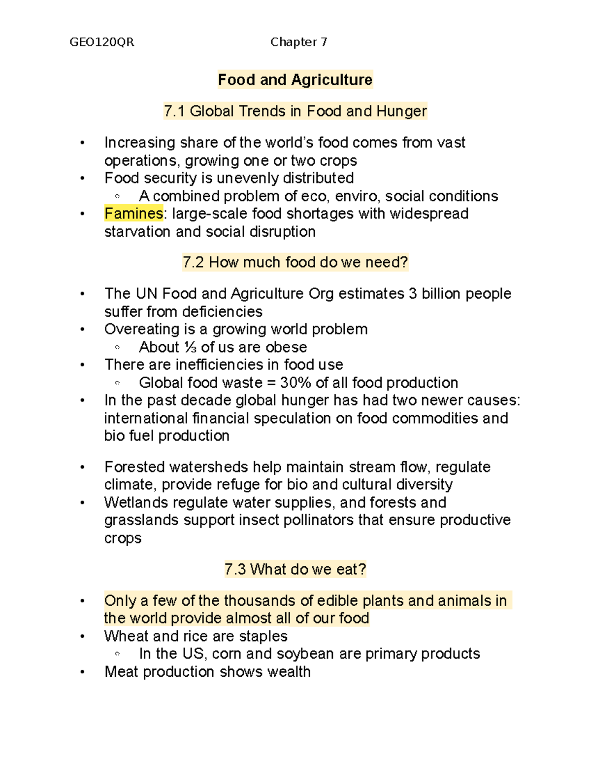 Food and Agriculture - Studocu