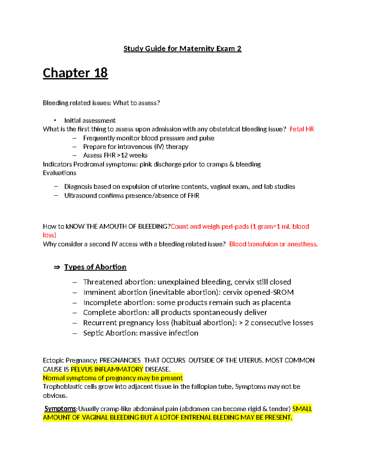 Study Guide for OB Exam 2 copy - Study Guide for Maternity Exam 2 ...