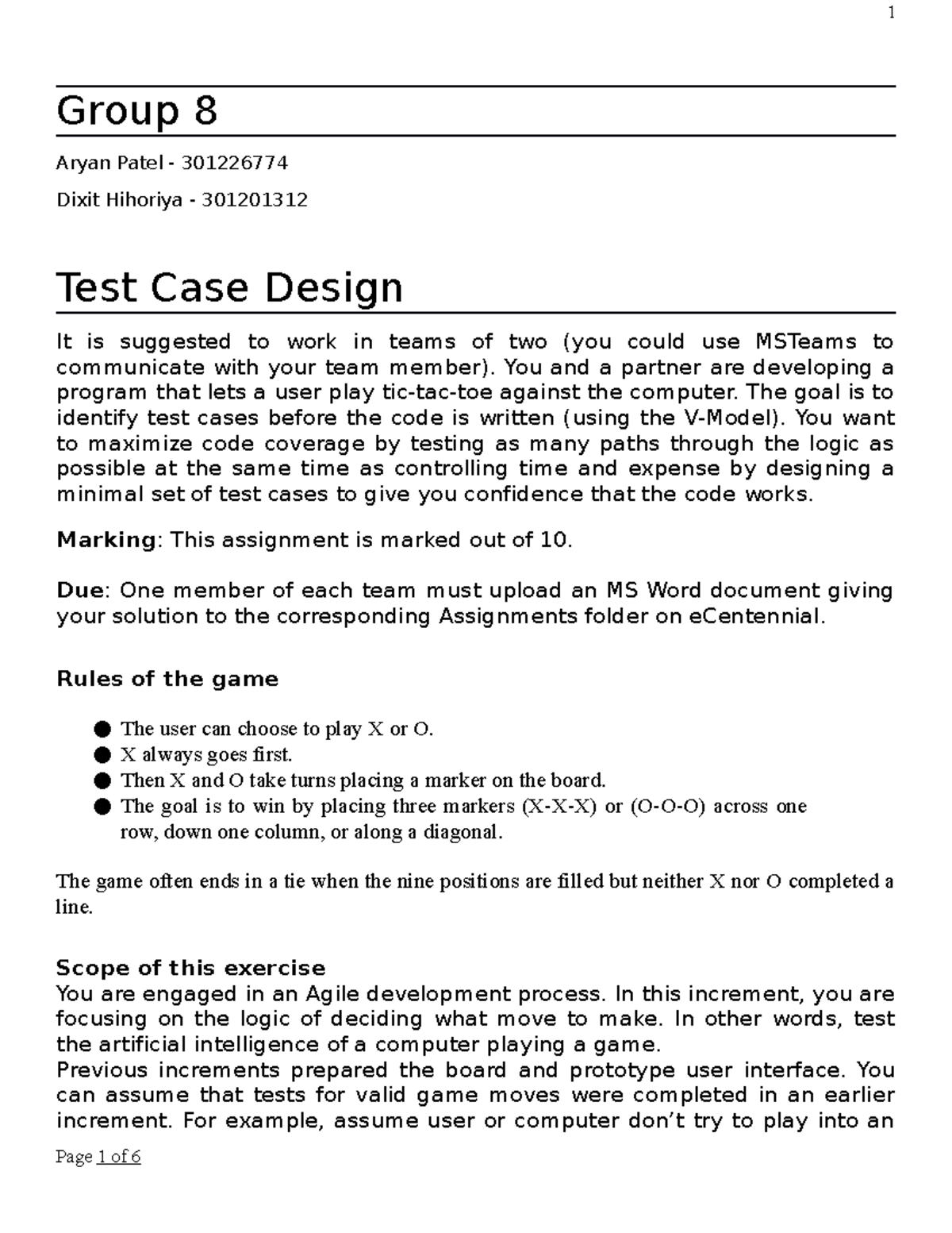 A4-Test Case Spec - review - Group 8 Aryan Patel - 301226774 Dixit ...